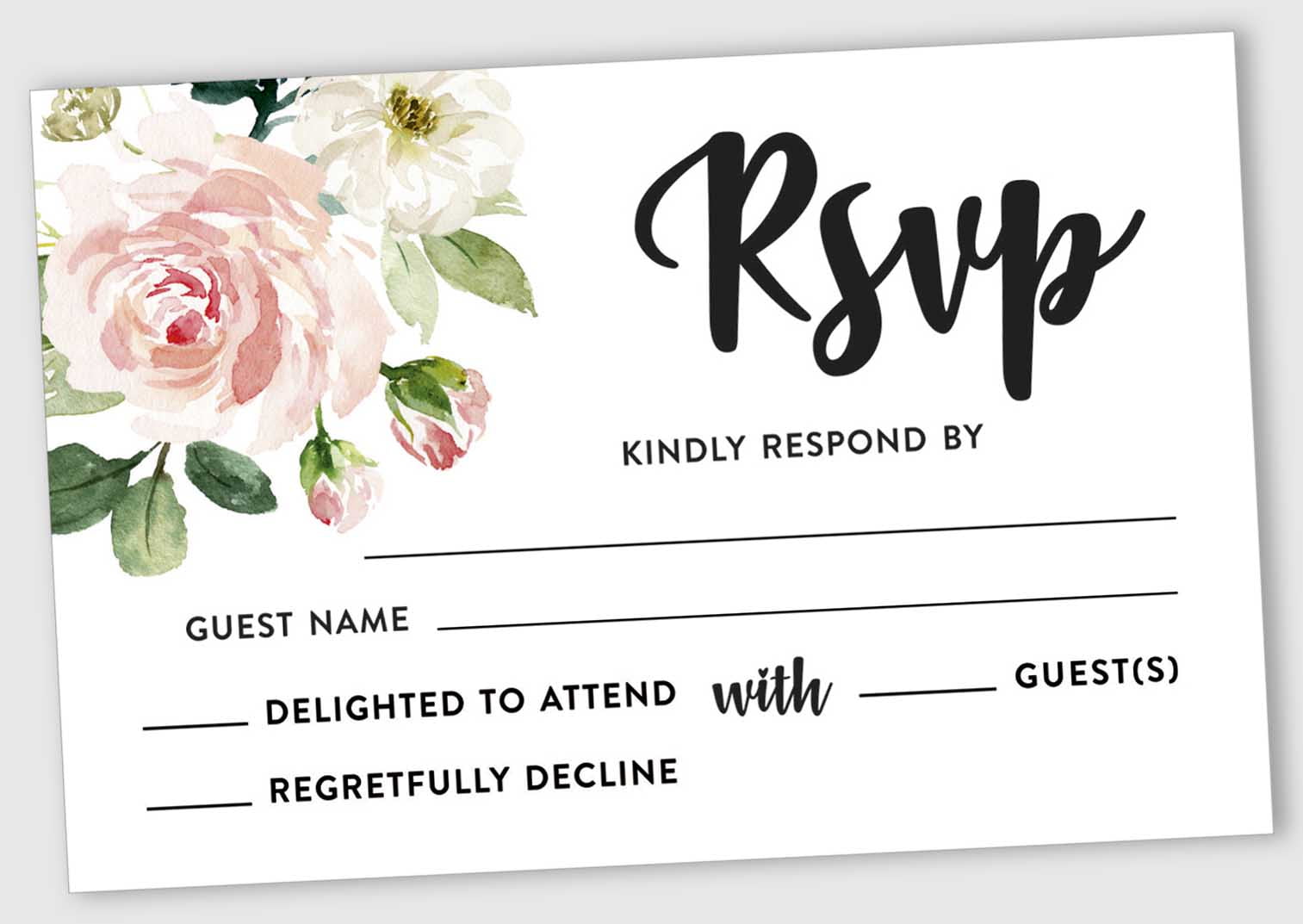 Inkdotpot 50 Blank RSVP Cards With White Envelopes Floral 4"x6 ...