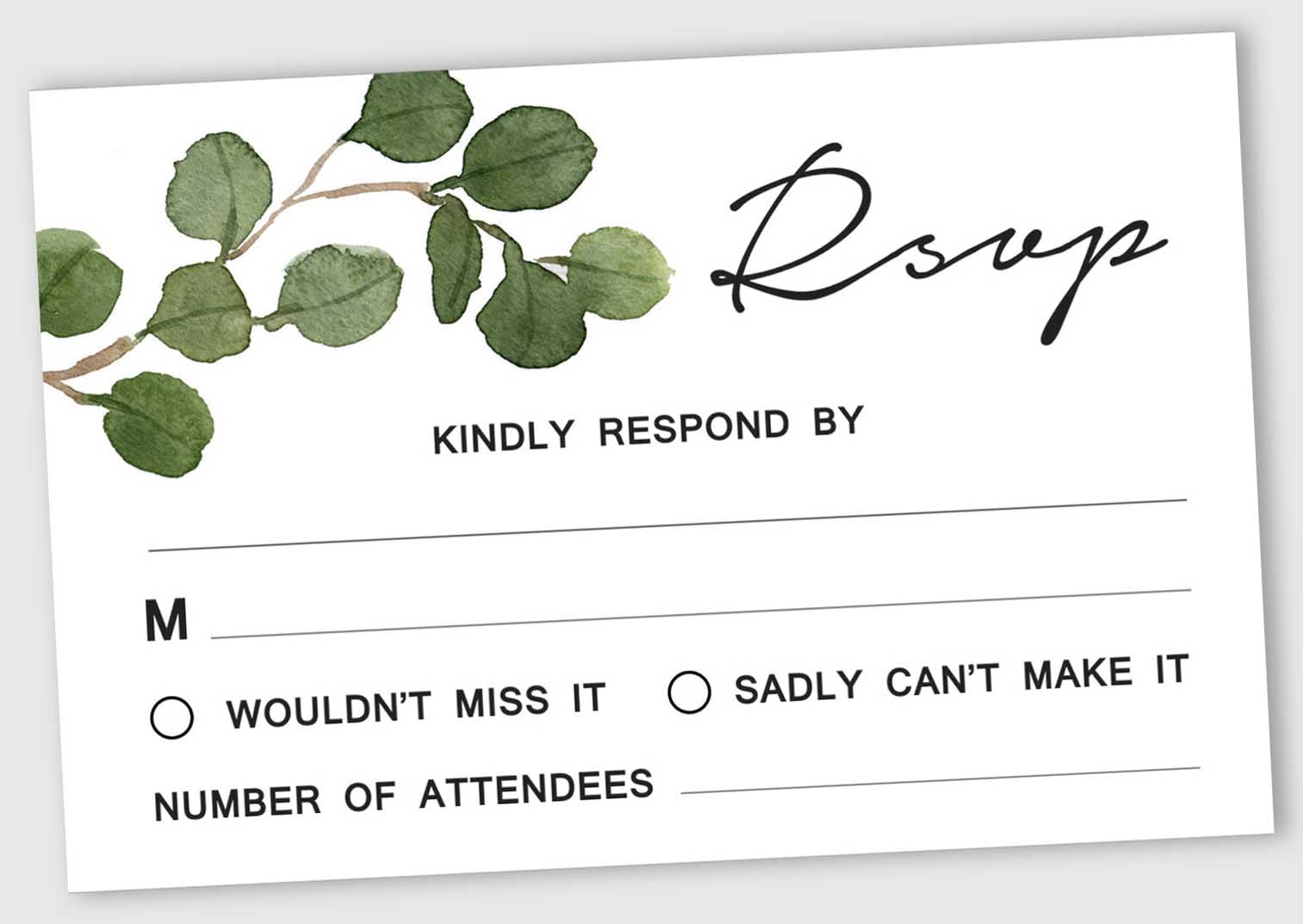 Inkdotpot 50 Blank RSVP Cards With White Envelopes-Greenery Style ...