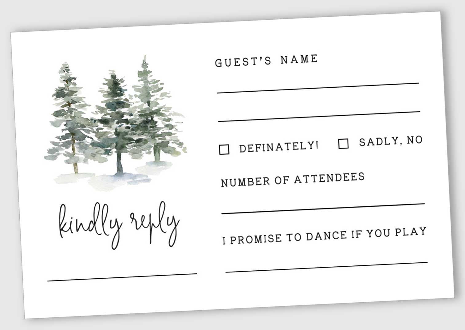 Inkdotpot 50 Blank RSVP Cards With White Envelopes Pine Tree 4"x6 ...