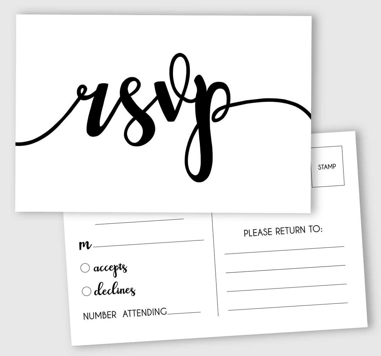 Inkdotpot 50 Blank RSVP Postcards Elegant Script Style Print 4"X6 ...