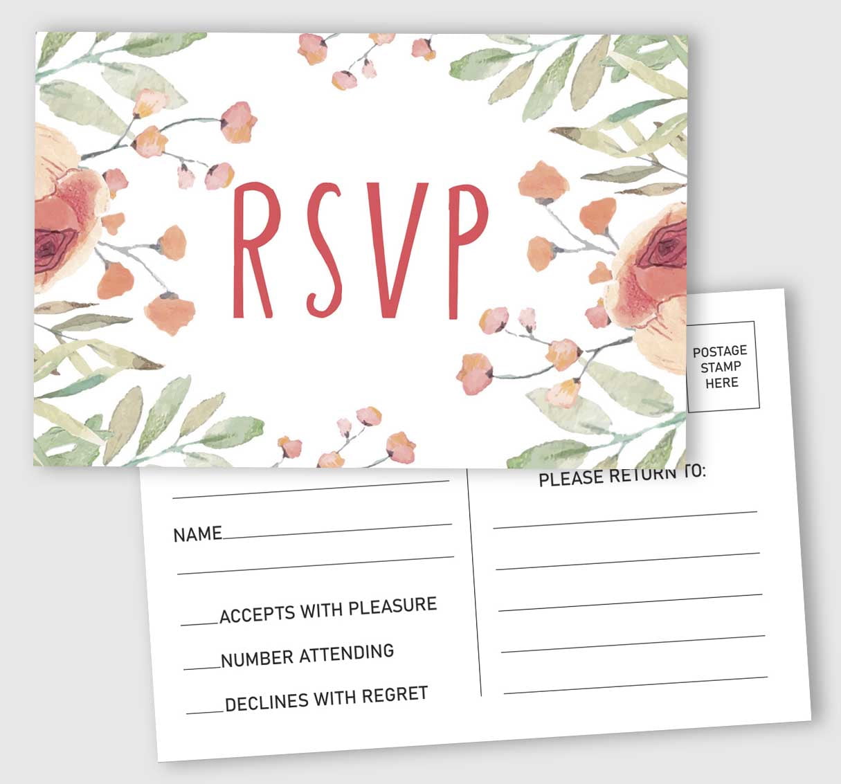 Inkdotpot 50 Blank RSVP Postcards Floral Greenery Print 4"X6" Response ...