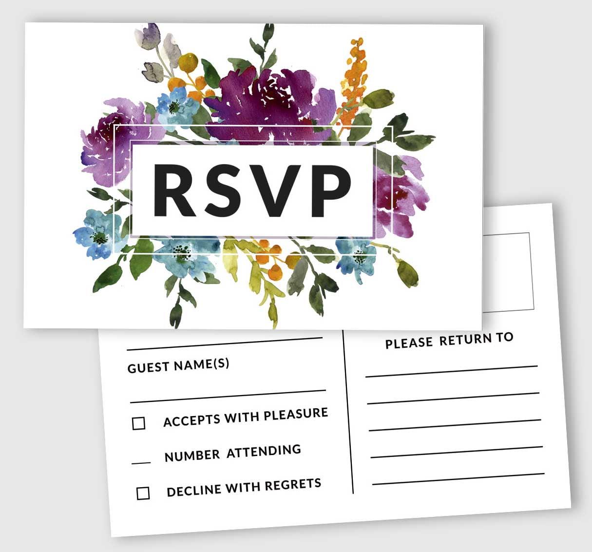 Inkdotpot 50 Blank RSVP Postcards Floral & Leaves Print 4"X6" Response ...