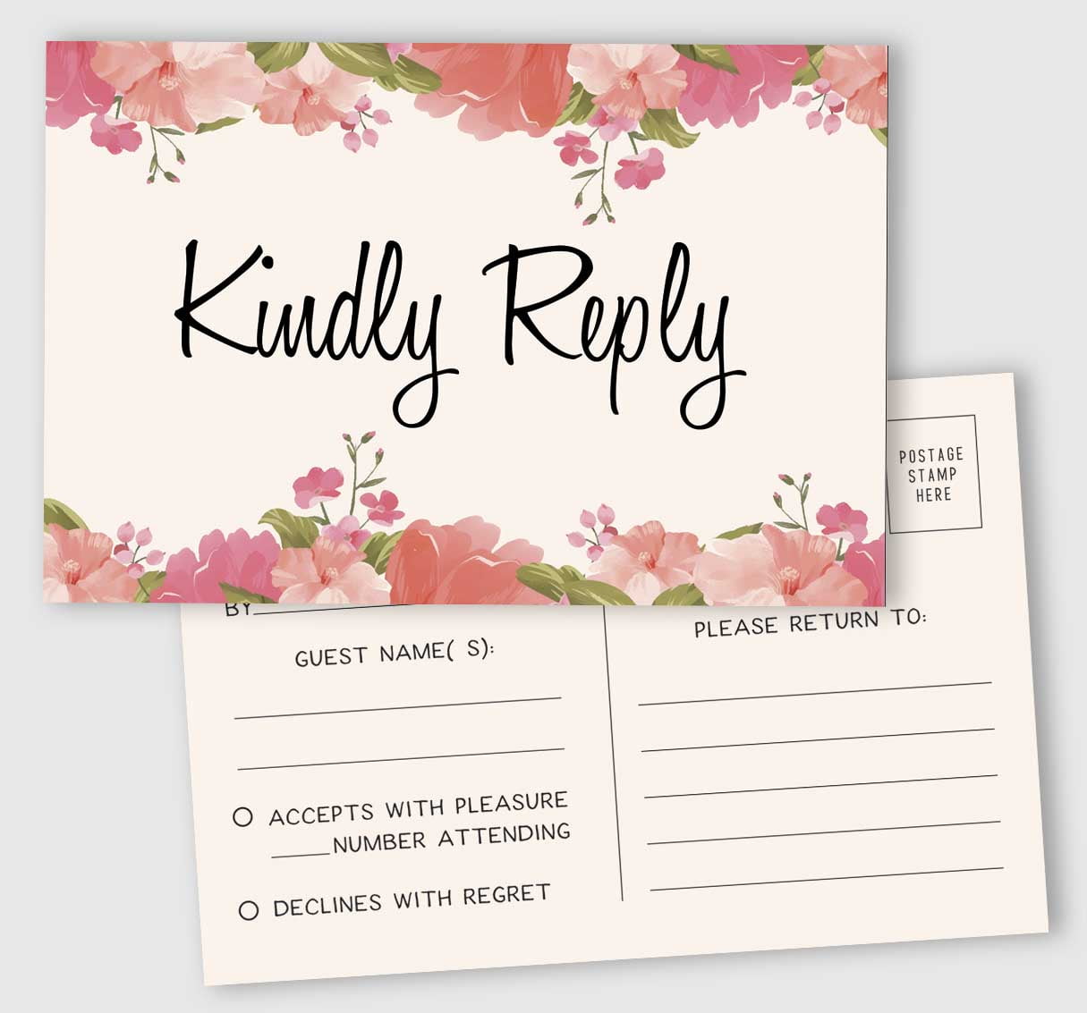 Inkdotpot 50 Blank RSVP Postcards Floral Print 4"X6" Response Cards ...