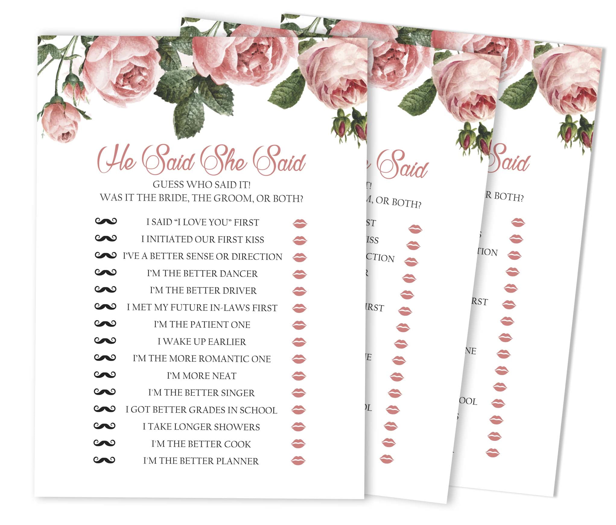 Inkdotpot 50-Pack?He Said She Said?Cards?For Couples Floral Funny ...