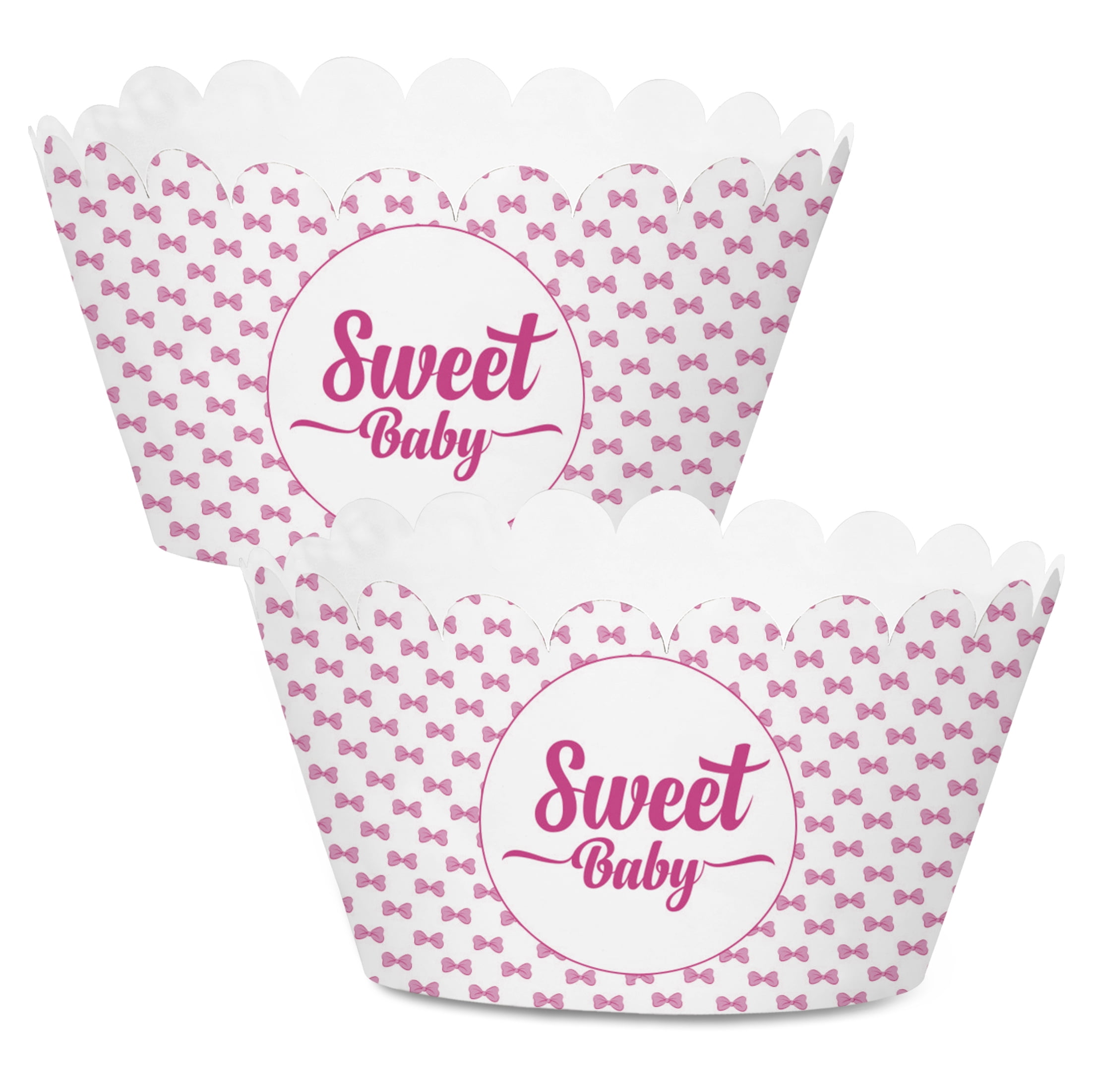 Inkdotpot Bottomless Cupcake Wrappers for Baby Shower, Polka Dot & Bow ...