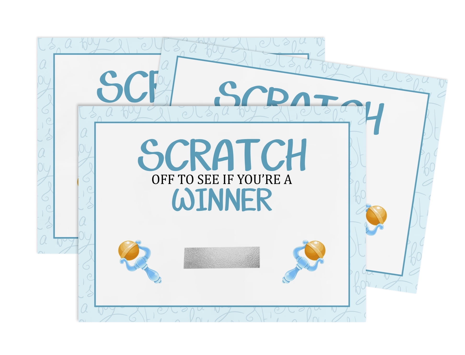 Inkdotpot Boy Baby Shower Scratch Cards, Pack Of 30, Blue Baby Cot ...