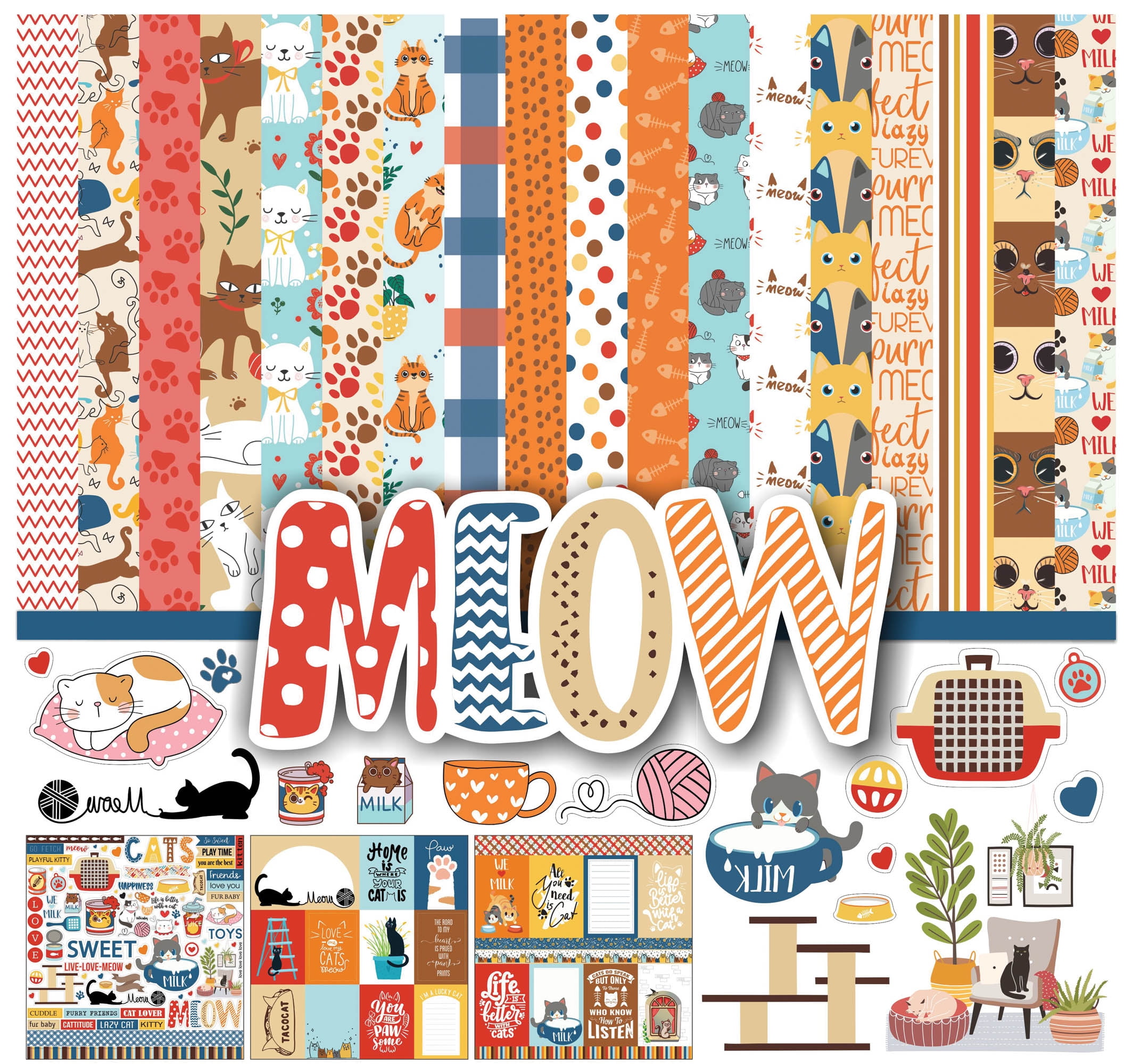 Inkdotpot Cat Theme Collection Double,Sided Scrapbook Paper Kit ...
