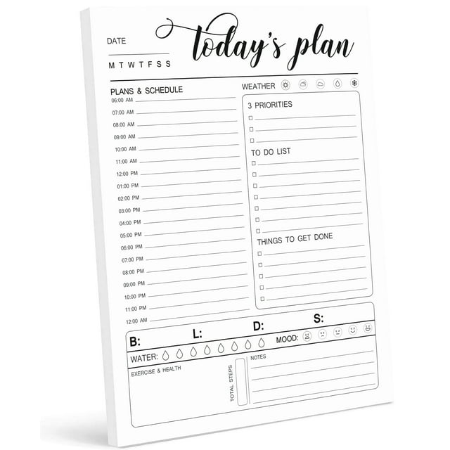 Inkdotpot Daily Planner With Hourly Schedule w / 50 Undated Sheets ...