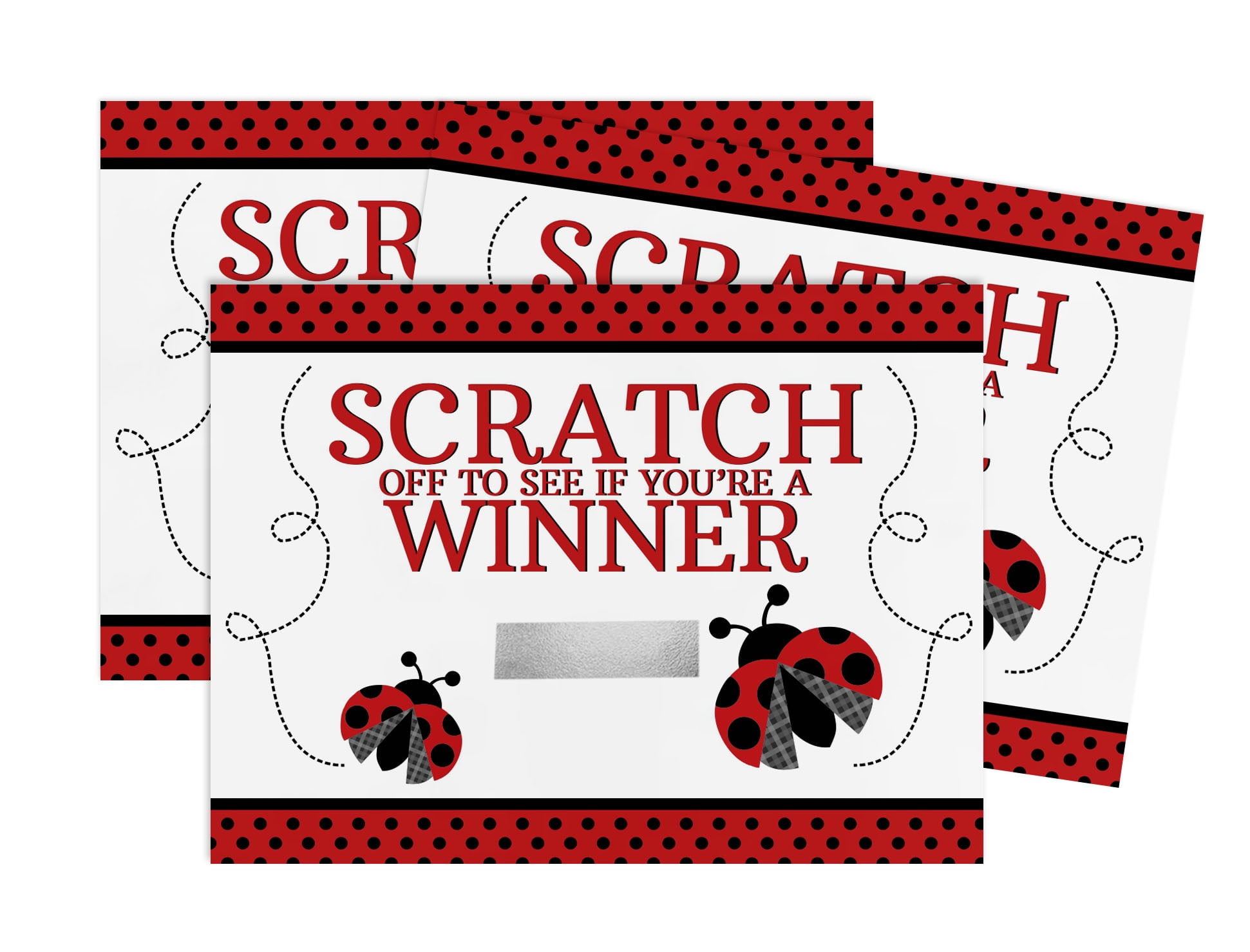 Inkdotpot Girl Baby Shower Scratch Cards, Pack Of 30, Ladybug Theme ...