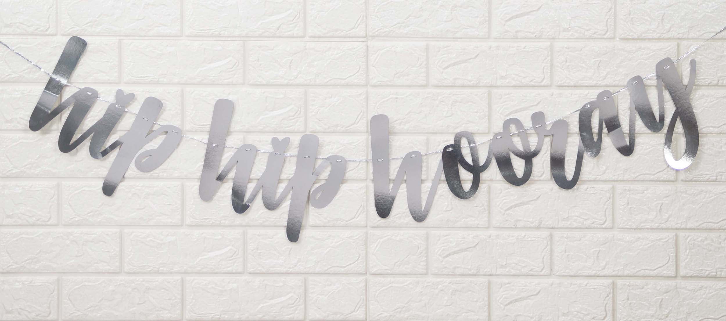 Inkdotpot Hip Hip Hooray Metallic Silver Banner For Baby Shower Wedding ...