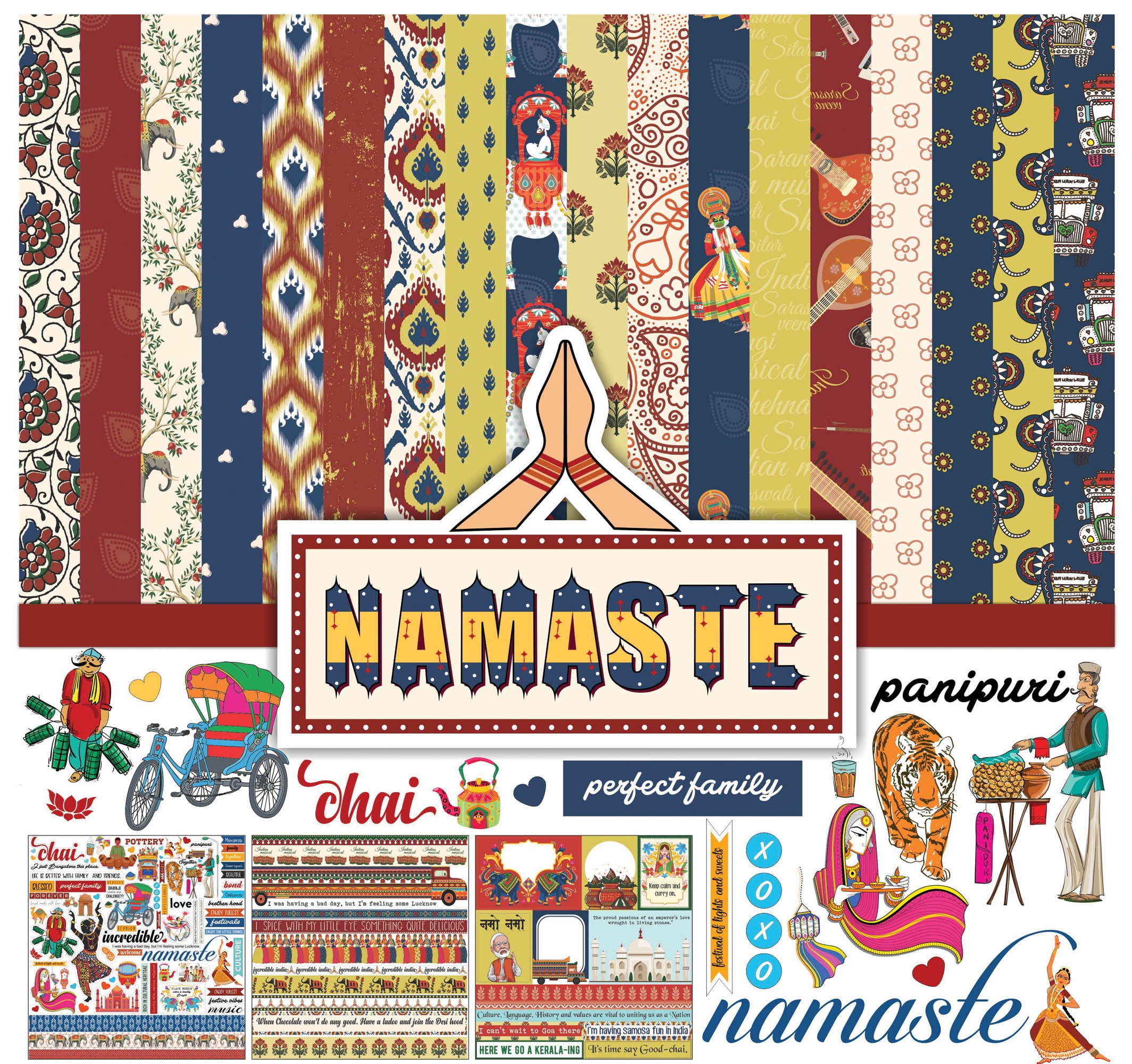 Inkdotpot Indian Asian Theme Collection Double,Sided Scrapbook Paper ...