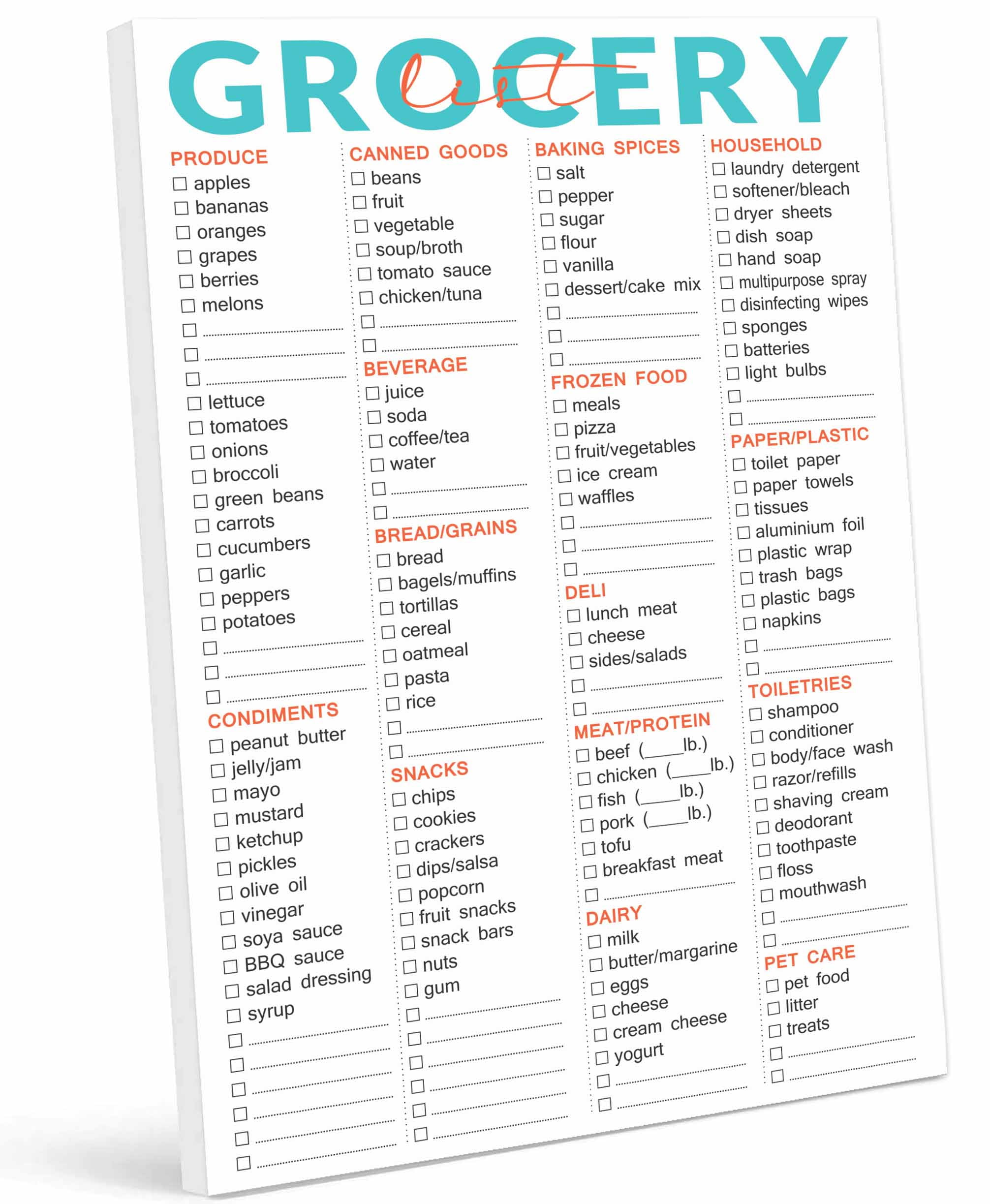 Inkdotpot Magnetic Grocery List Notepad Grocery Shopping List Blank ...