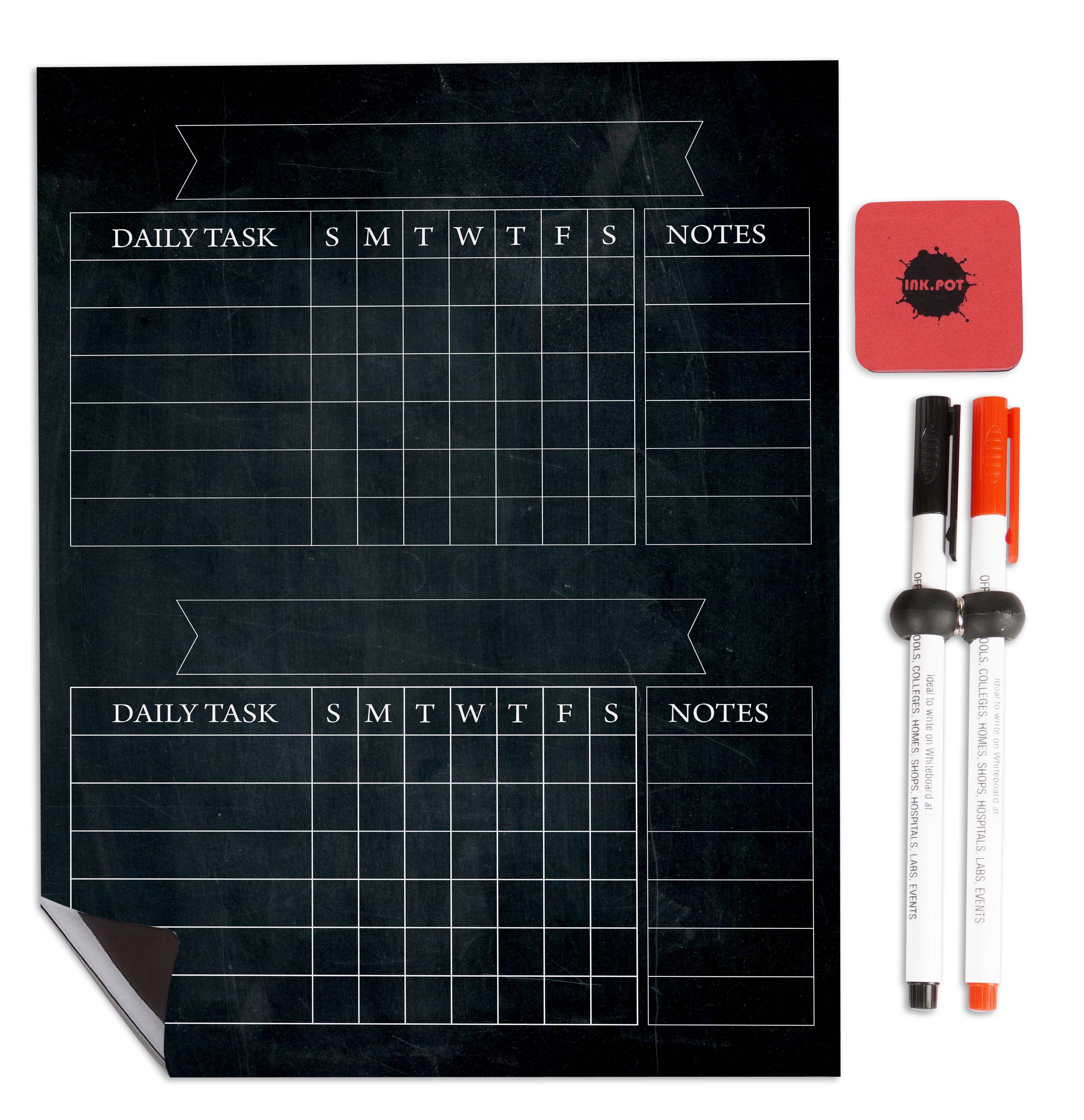 Inkdotpot MagneticWhiteboard Border ChoreChart ForRefrigerator- Dry ...