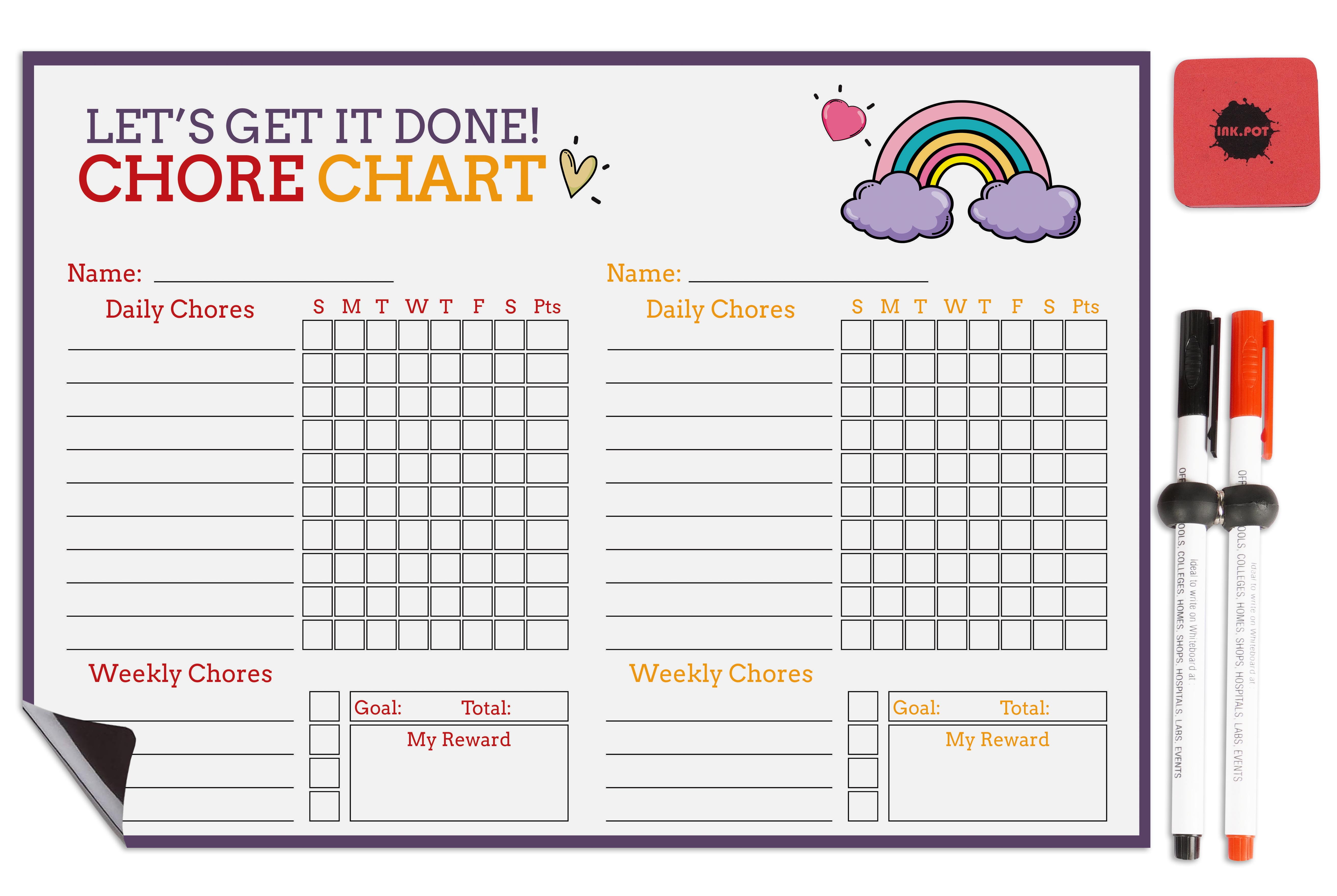 Inkdotpot MagneticWhiteboard Let's Get It Done Chore Chart ChoreChart ...