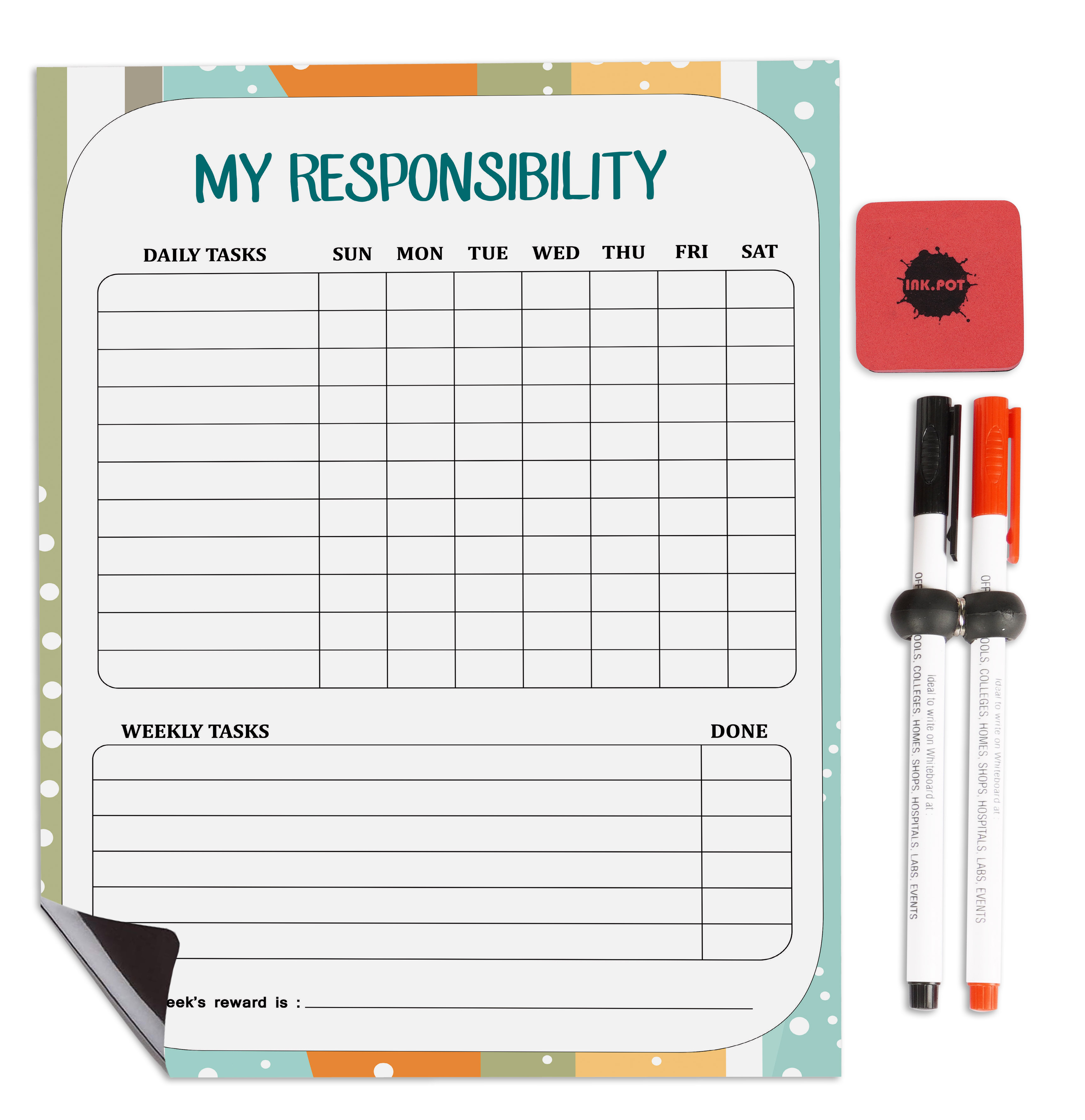 Inkdotpot MagneticWhiteboard My Responsibilities ChoreChart ...