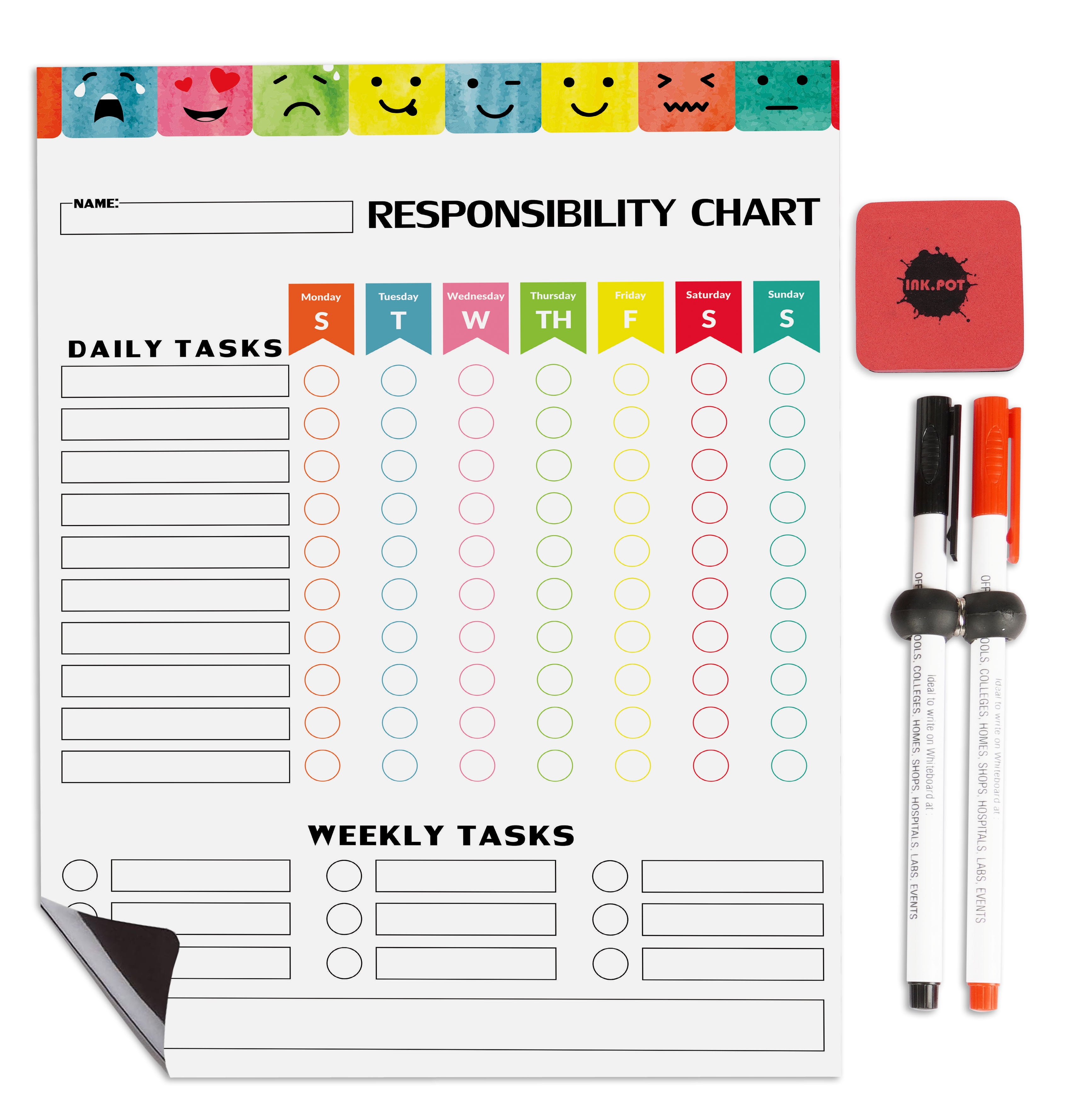Inkdotpot MagneticWhiteboard Responsibility Chart ChoreChart ...