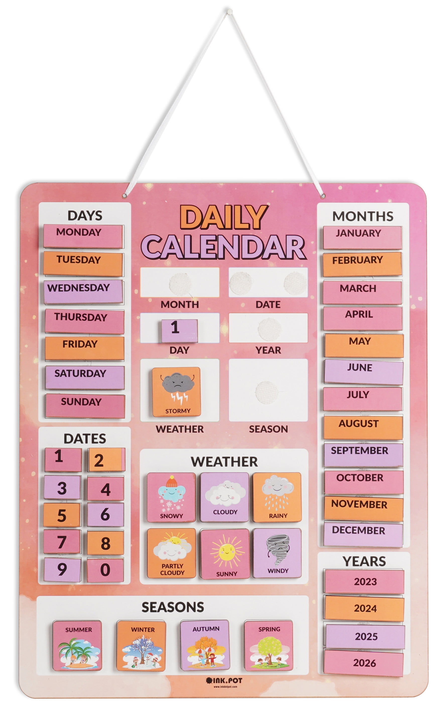 Inkdotpot My FirstCalendarBoard For Kids,Preschool Wall Hanging Month ...