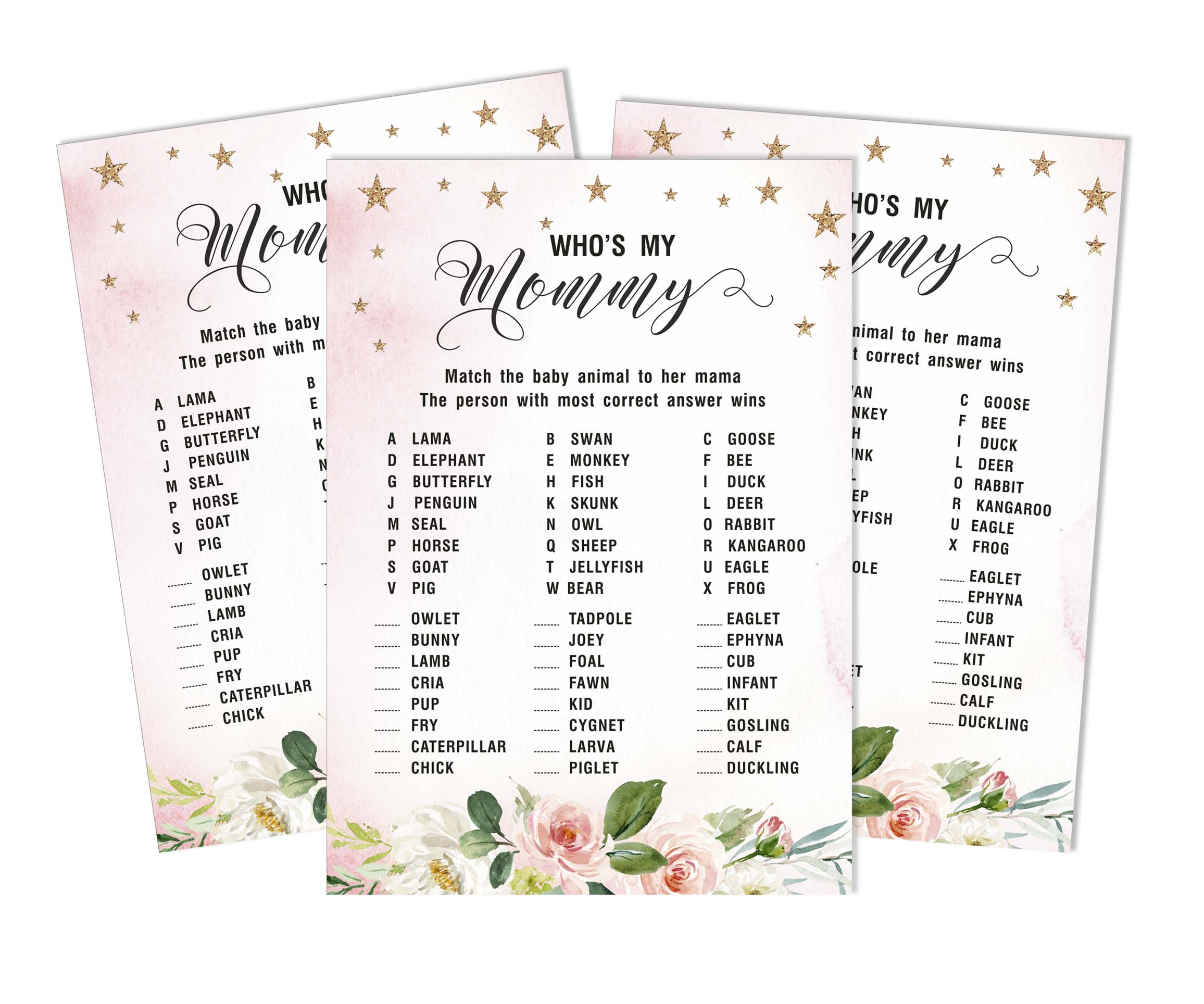 Inkdotpot My Mommy Name Activity Cards Gender Reveal 50 Sheets Who Is ...