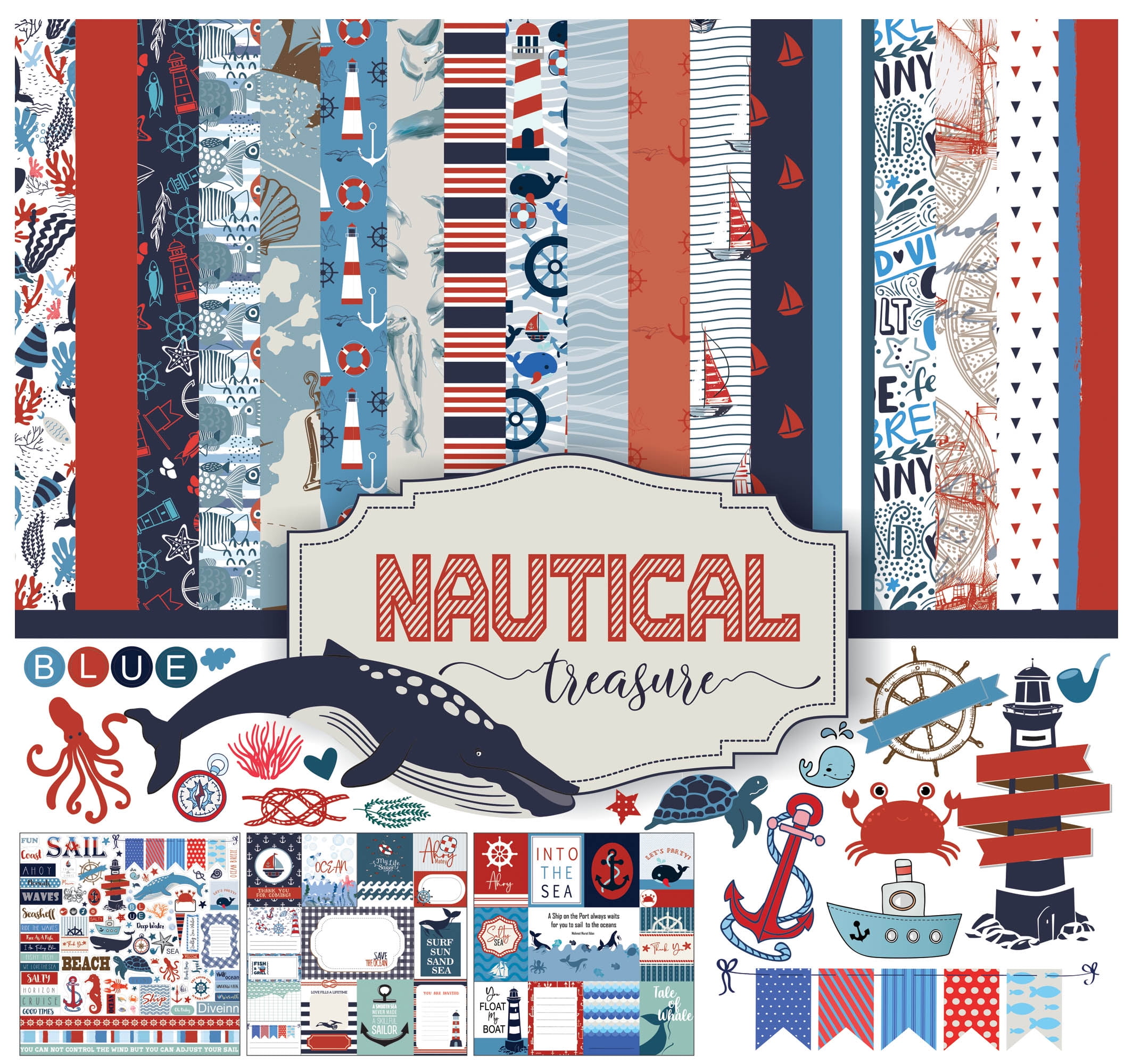 Inkdotpot Nautical Treasure Theme Collection Double-Sided Scrapbook ...