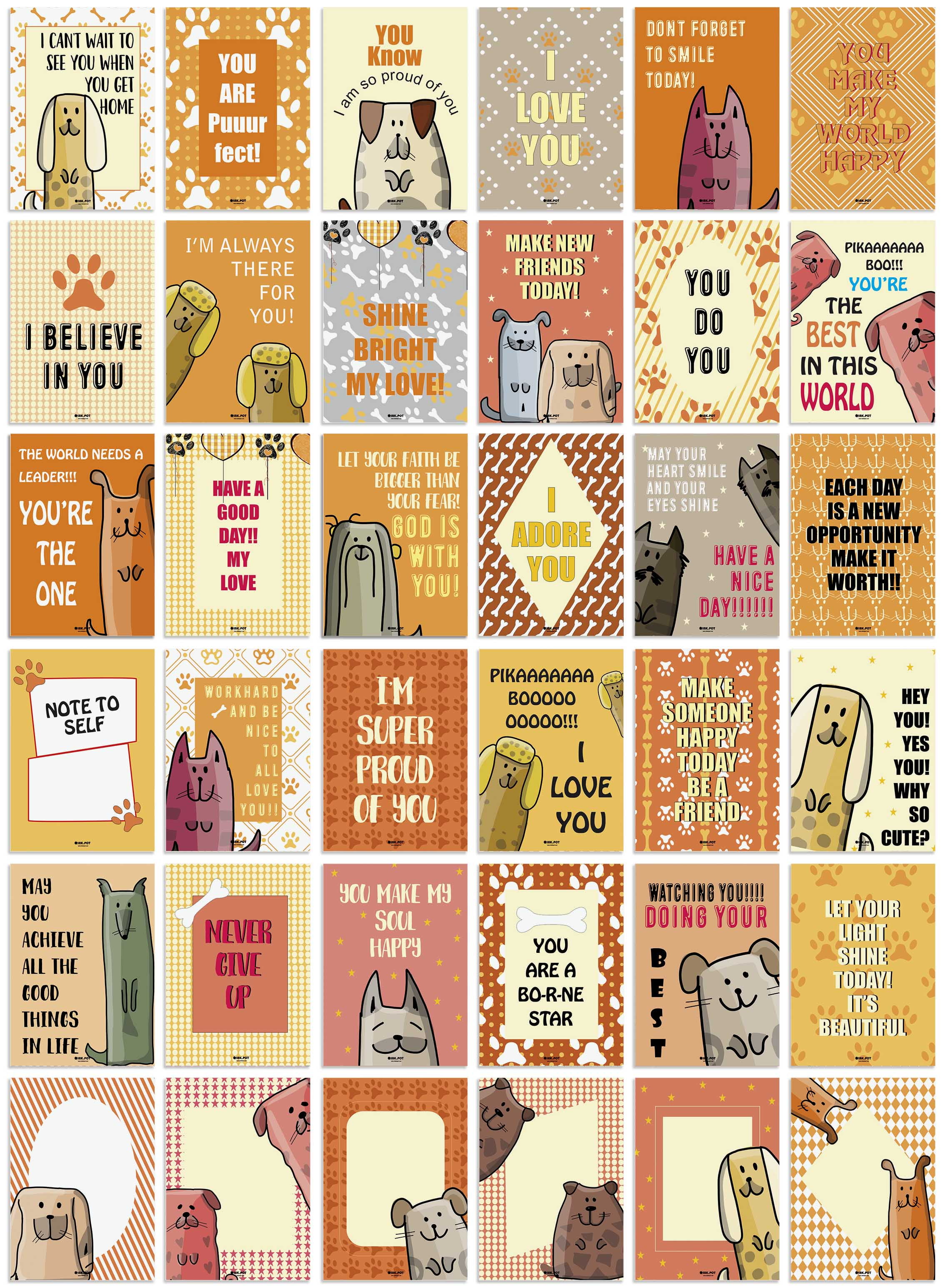 Inkdotpot Pack of 36 Lunch Box Notes For Kids/ Teens, Daily ...