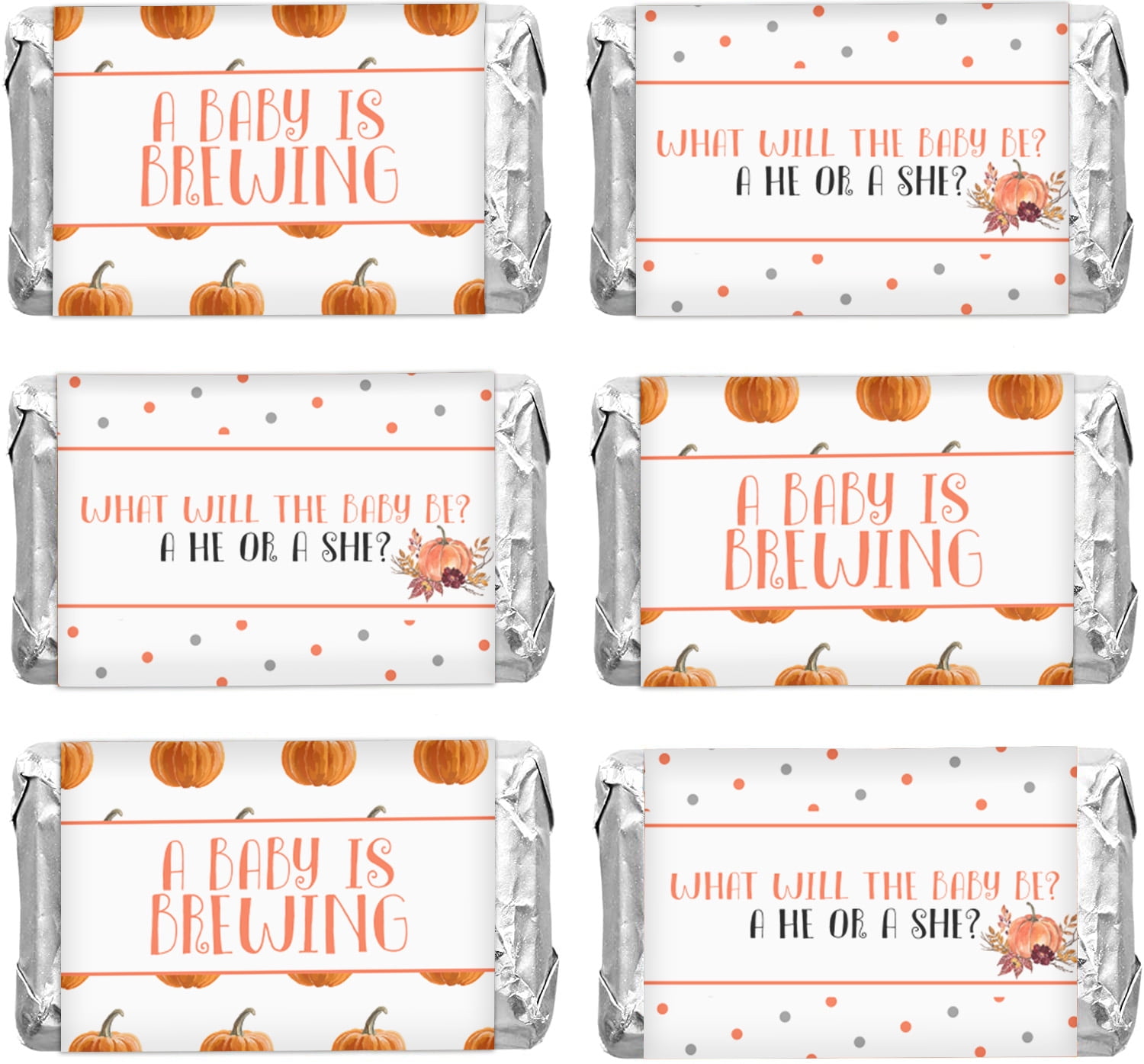 Inkdotpot Pack of 90, Baby Shower Candy Wrappers, Mini Candy Bar ...