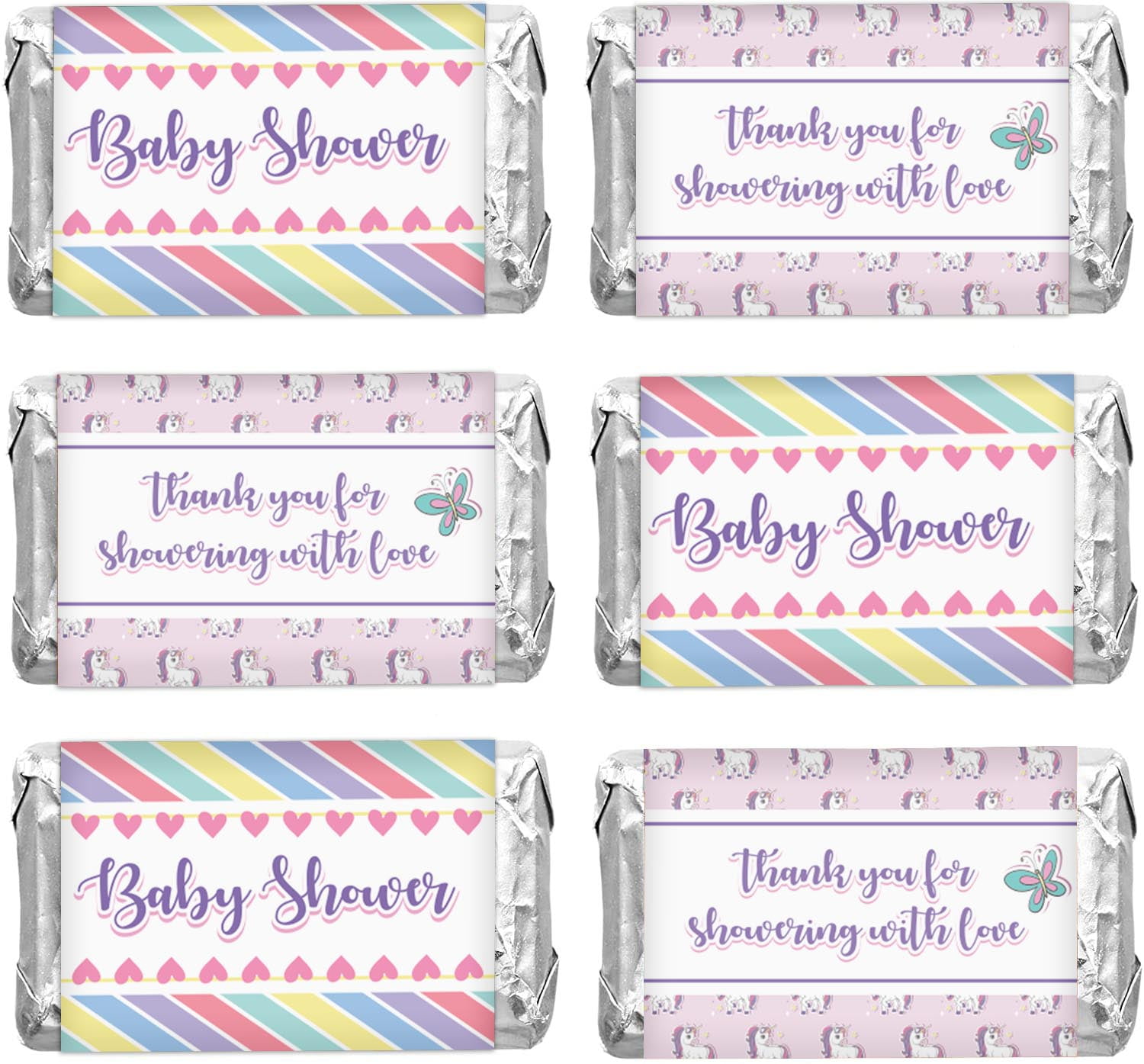 Inkdotpot Pack of 90, Baby Shower Candy Wrappers, Mini Candy Bar ...