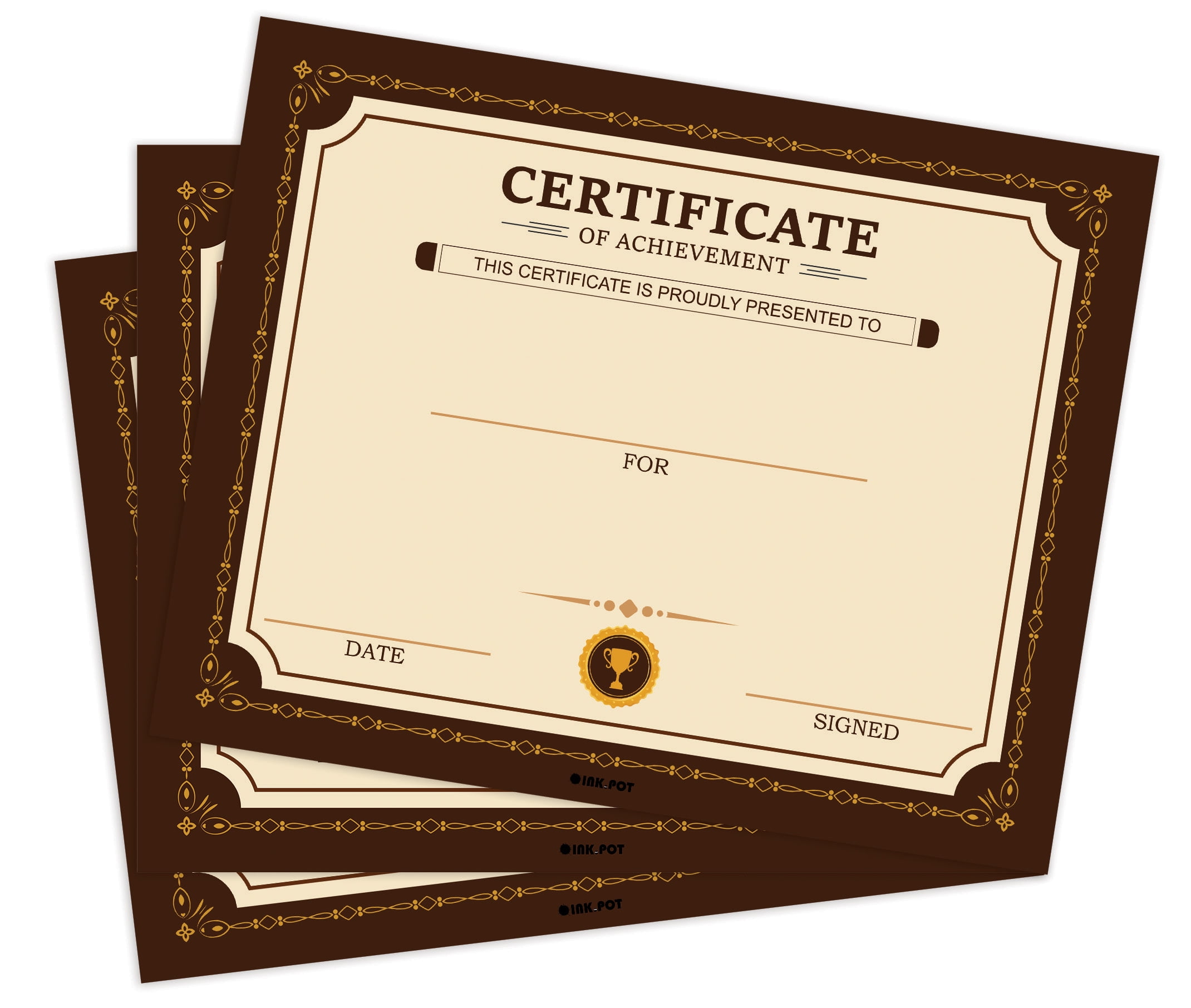 Inkdotpot Pack Of 25, Rustic Brown Certificate of Completion Award ...