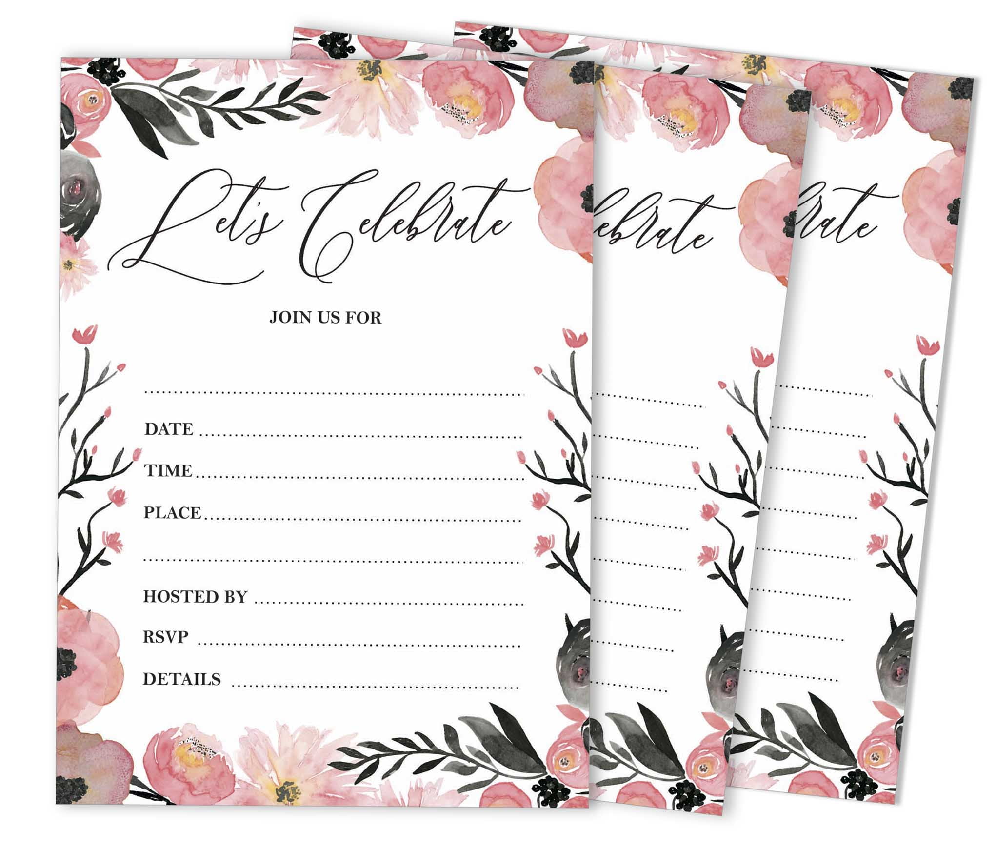 Inkdotpot Pack Of 30, You're Invited Invitations With Envelopes, Blush ...