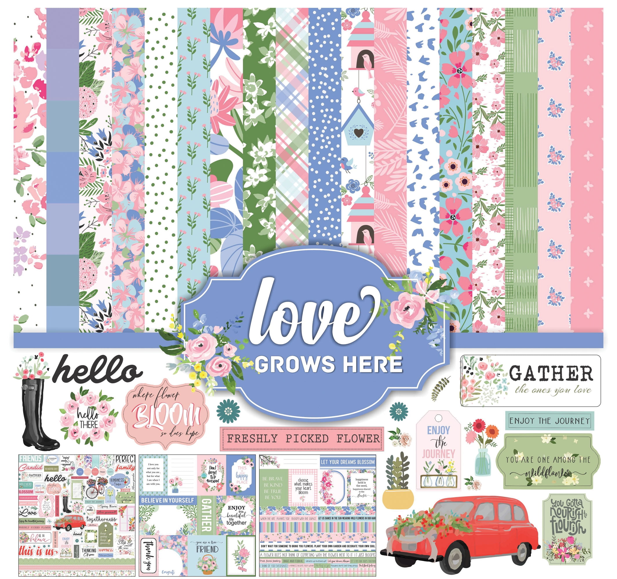 Inkdotpot Pastel Floral Collection Double,Sided Scrapbook Paper Kit ...