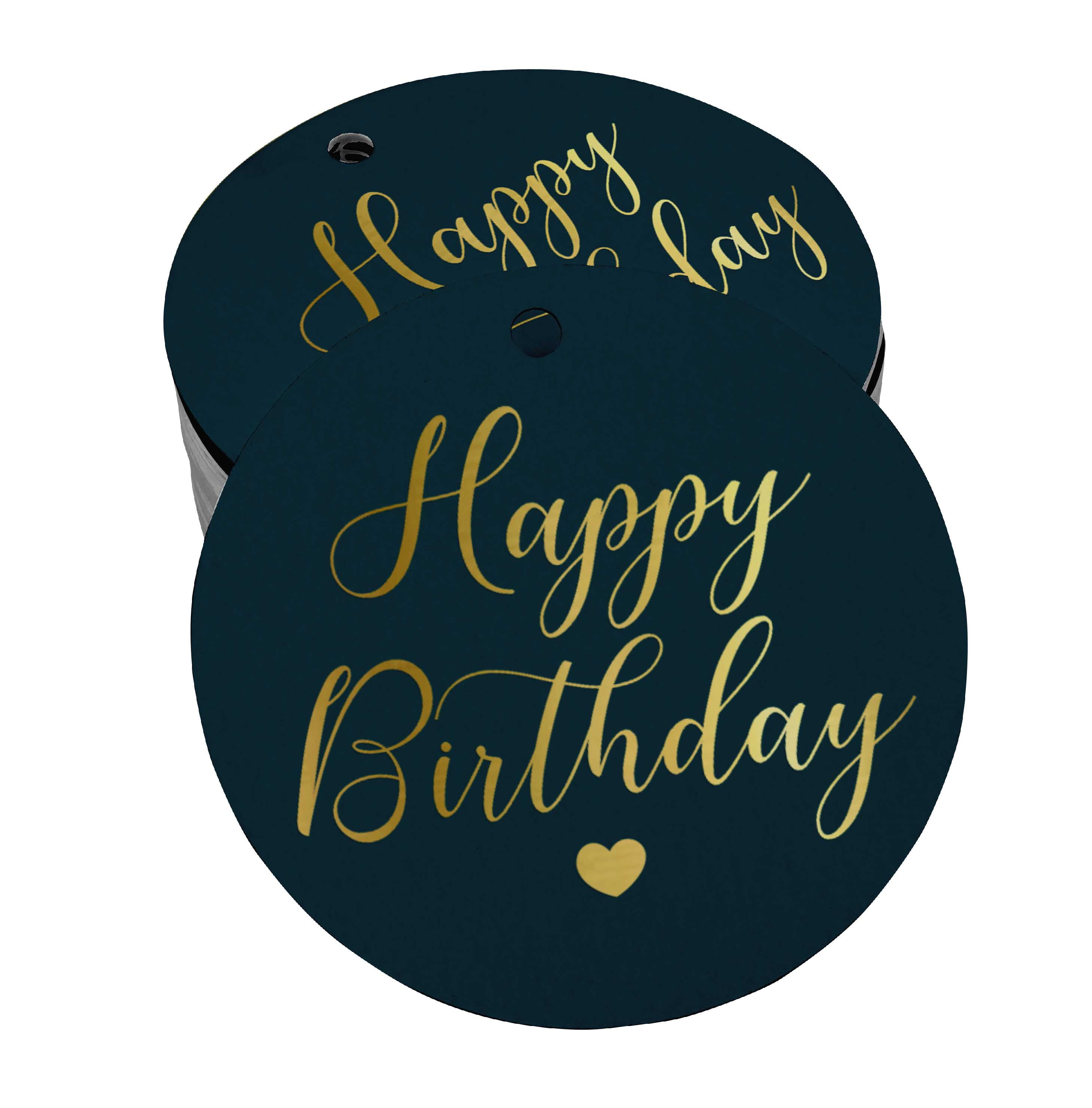 Inkdotpot Real Gold Foil Happy Birthday Tag Favor Hang Paper Tag 100 ...