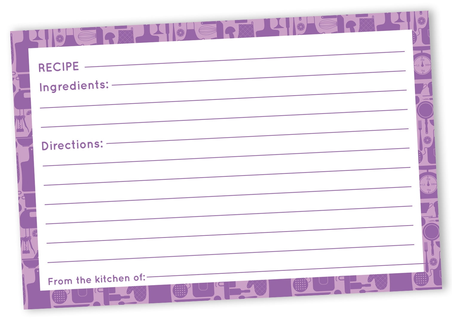 Inkdotpot Recipe Card 6x4 inch Single-Sided Recipe Design Cards Border ...