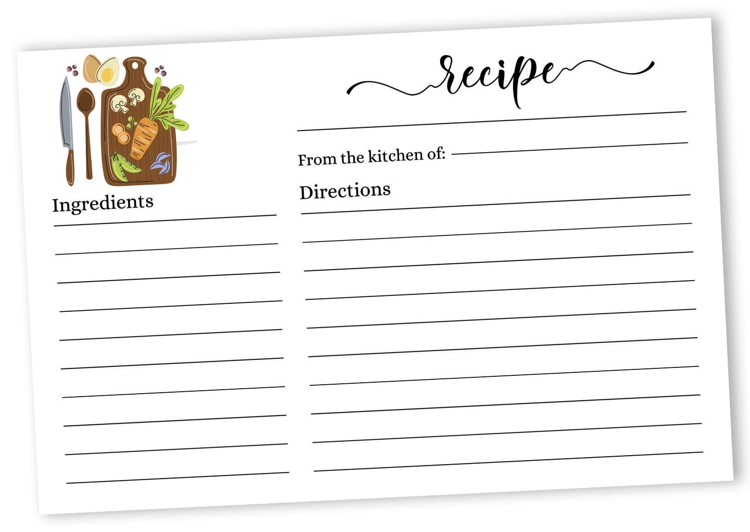 Inkdotpot Recipe Card 6x4 inch Single-Sided Recipe Design Cards White ...