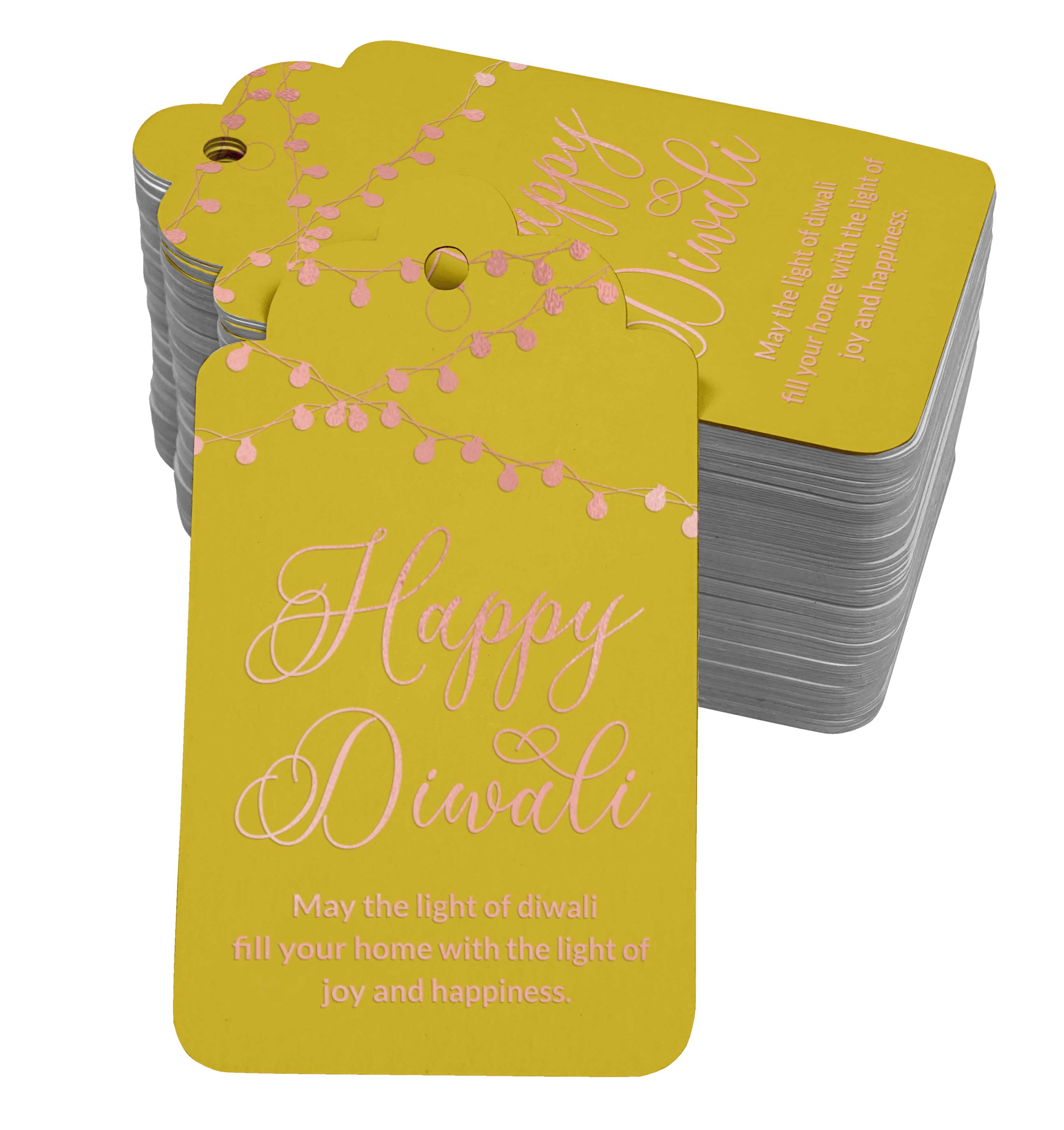 Inkdotpot Rose Gold Foil Paper Hang Tags Happy Diwali Favor Tags 100 ...