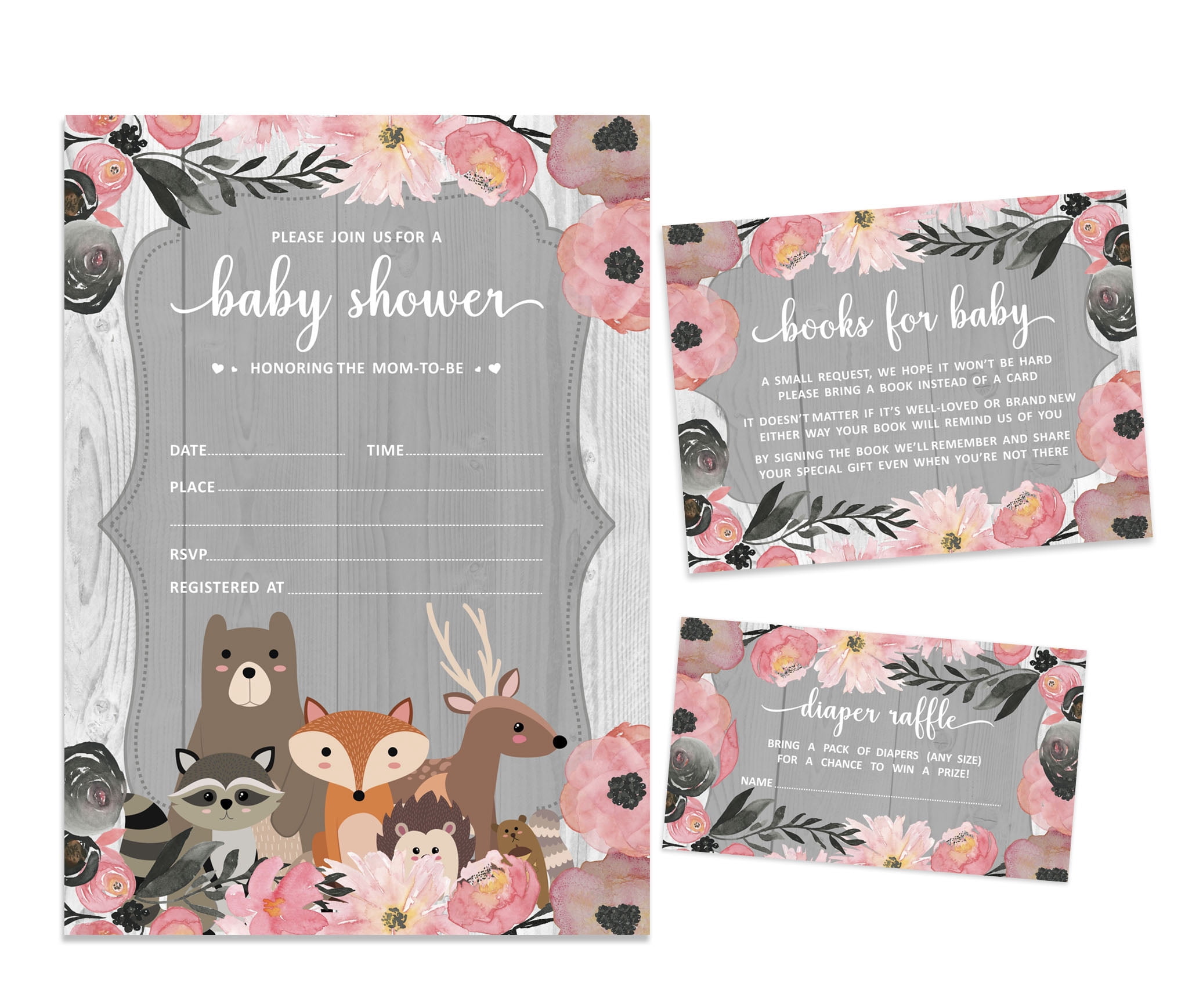 Inkdotpot Set Of 30Jungle Animals Baby Shower Invitations-Diaper Raffle ...