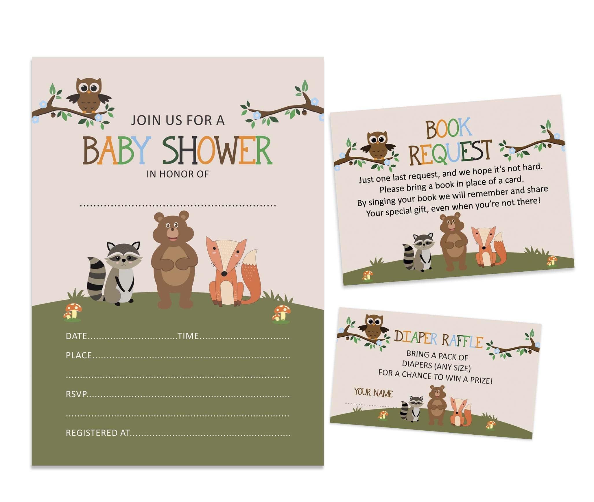 Inkdotpot Set Of 30Jungle Animals Baby Shower Invitations-Diaper Raffle ...