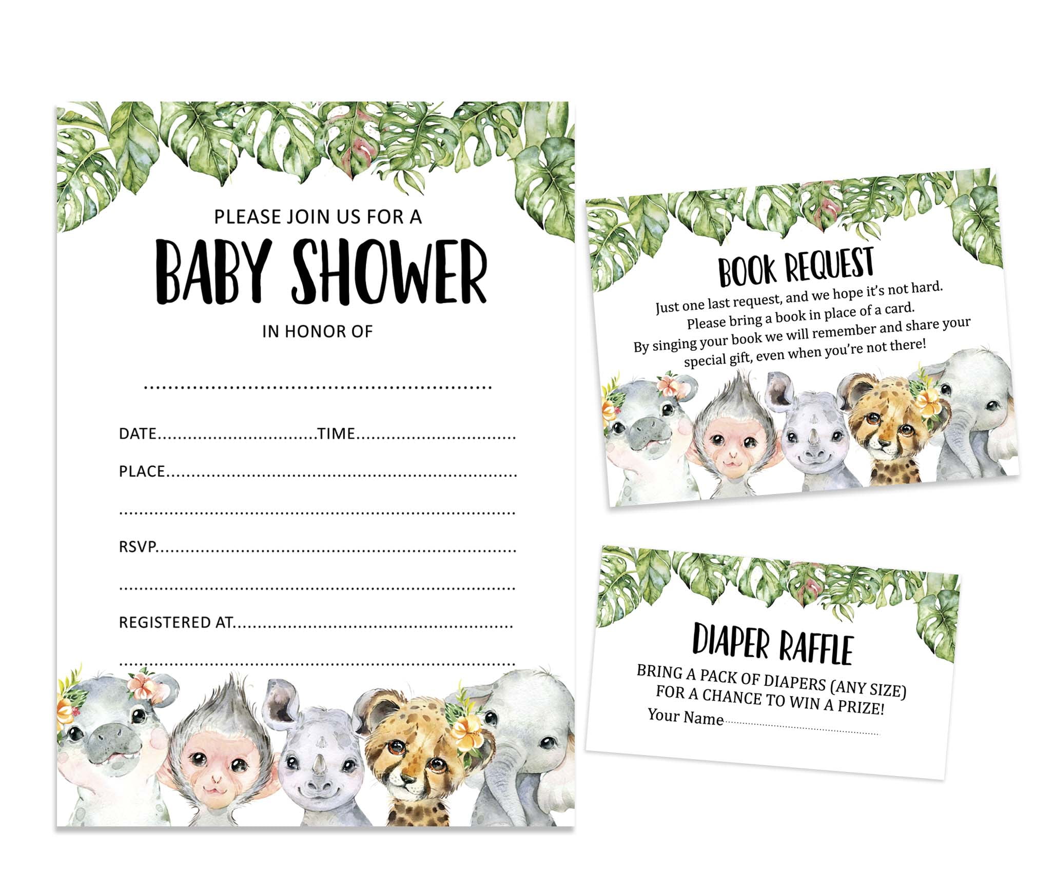 Inkdotpot Set Of 30Safari Baby Shower Invitations-Diaper Raffle Tickets ...