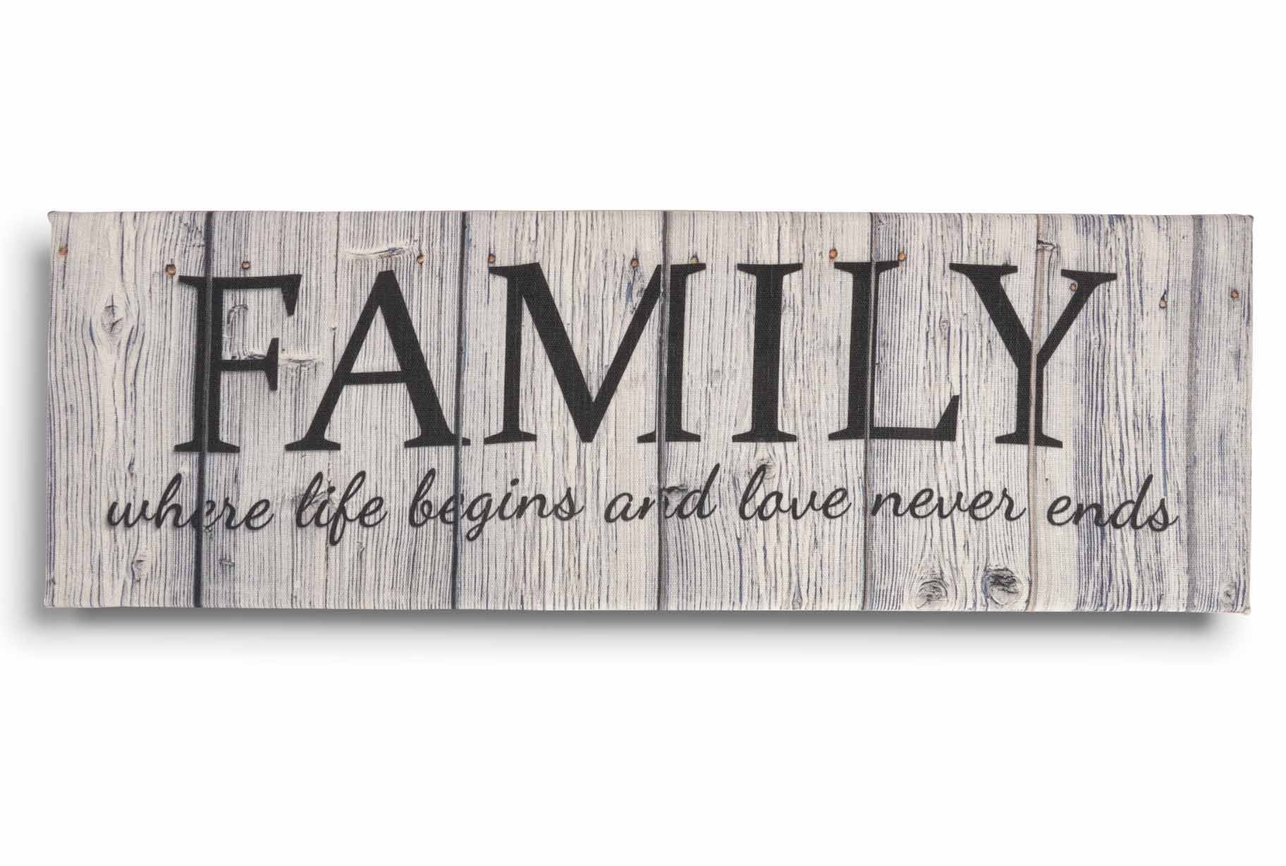 Inkdotpot Stretched Canvas Quotes Wall Art Decor, Family Where Life ...
