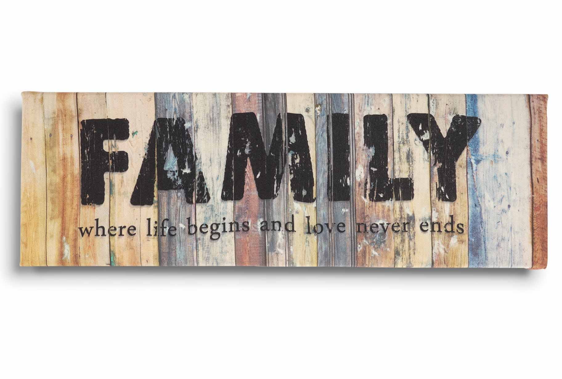 Inkdotpot Stretched Canvas Quotes Wall Art Decor, Family Where Life ...