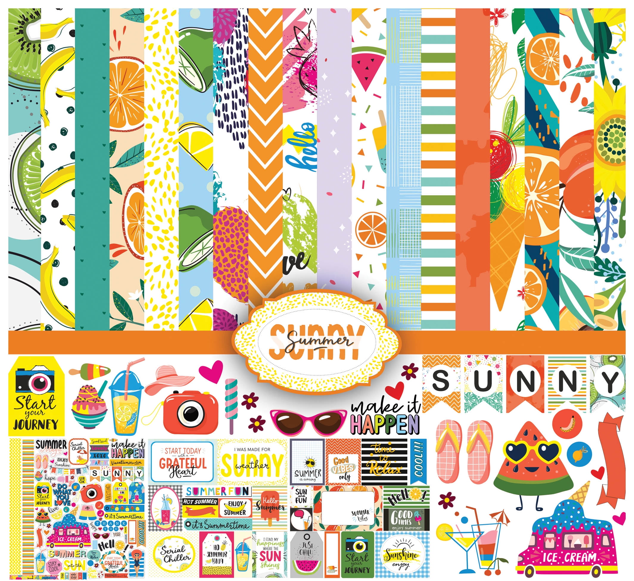 Inkdotpot Summer Fruit Theme Collection Double-Sided Scrapbook Paper ...