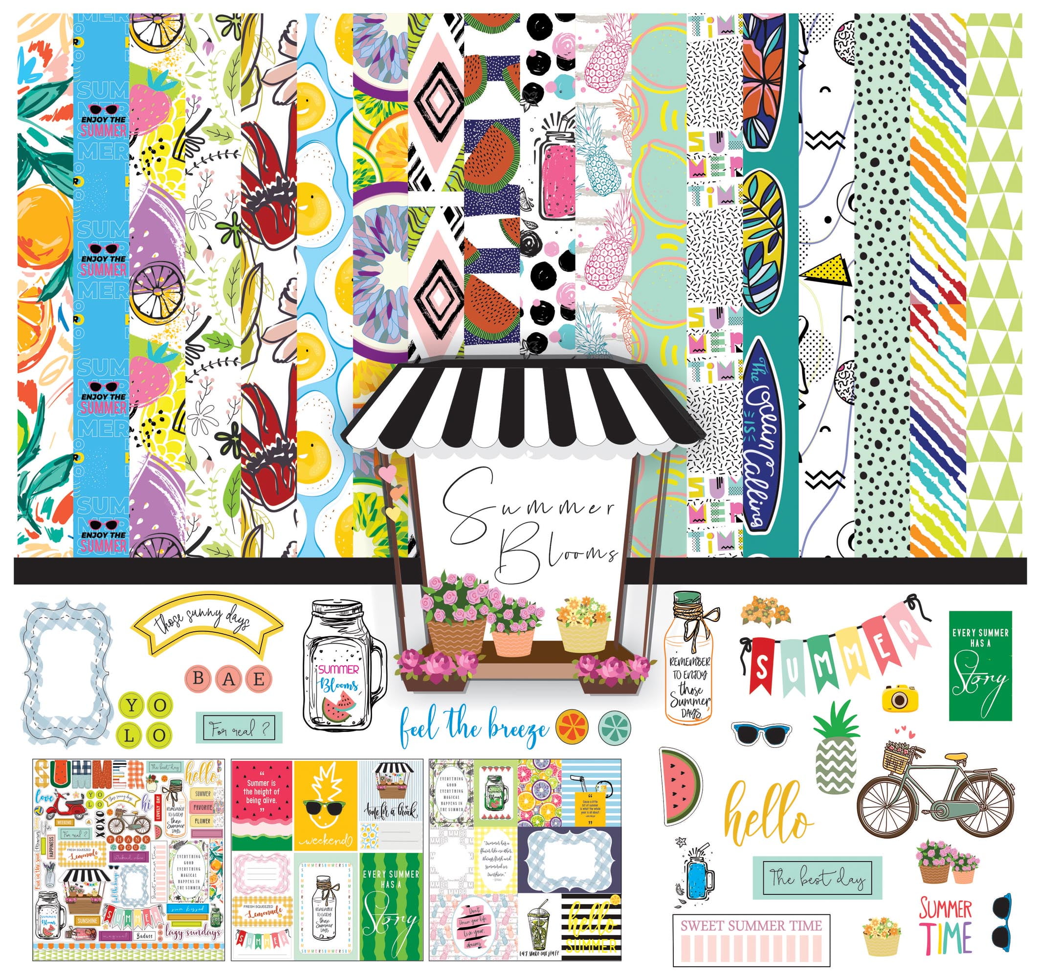 Inkdotpot Summer Theme Collection Double-Sided Scrapbook Paper Kit ...