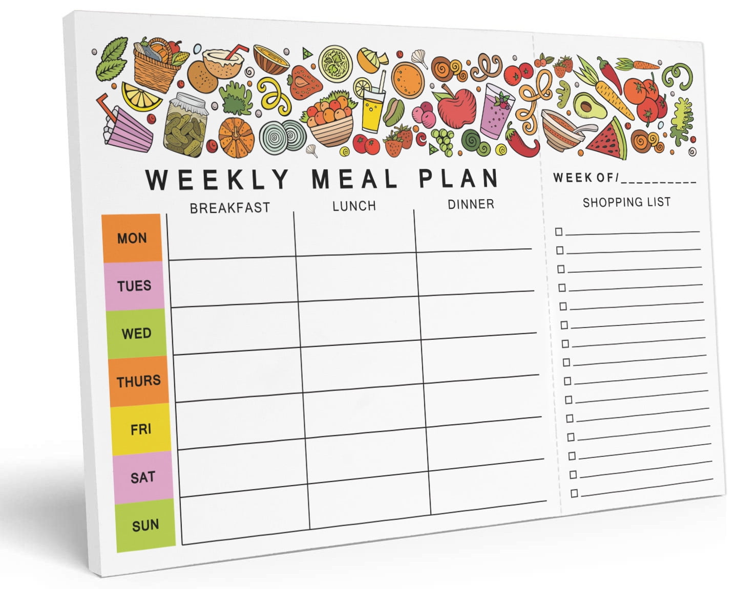 Inkdotpot Weekly Meal Planner Notepad 7"x10 , "Weekly Meal Plan ...