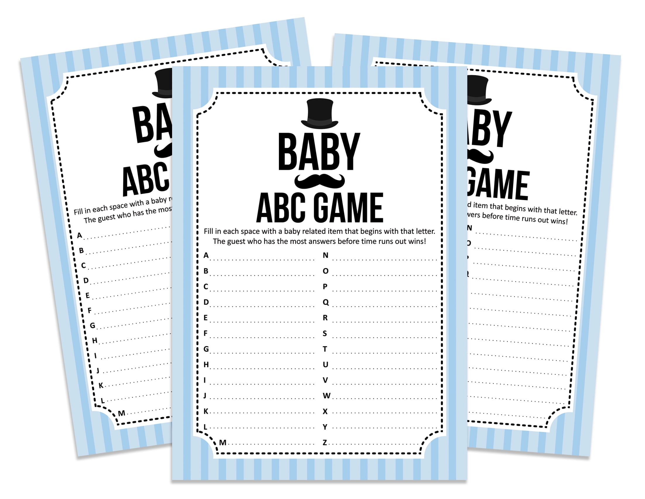 InkdotpotPack of 50 Boy BabyShower Party Collection, Baby ABC Game,Fun ...