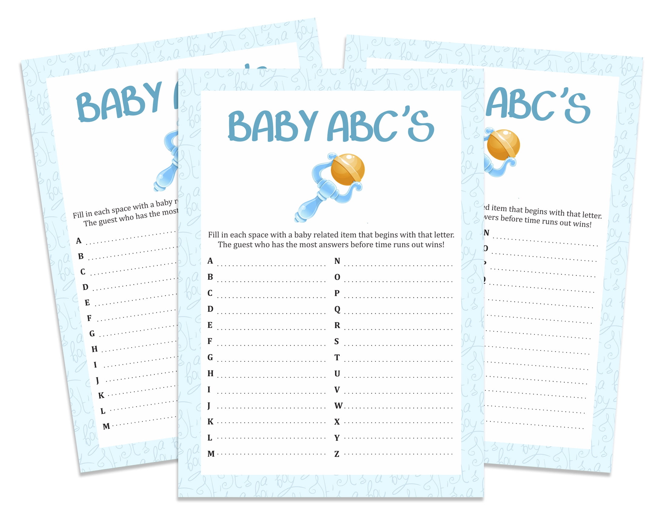 InkdotpotPack of 50,BoyBabyShower Party Collection, Baby ABC Game,Fun ...