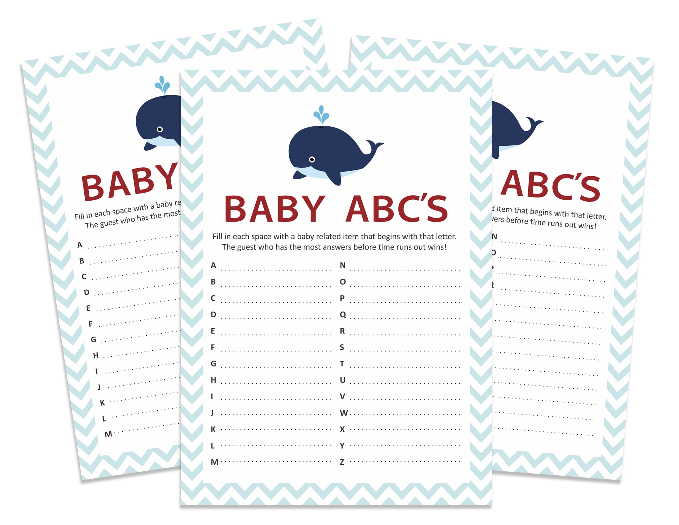 InkdotpotPack of 50,BoyBabyShower Party Collection, Baby ABC Game,Fun ...