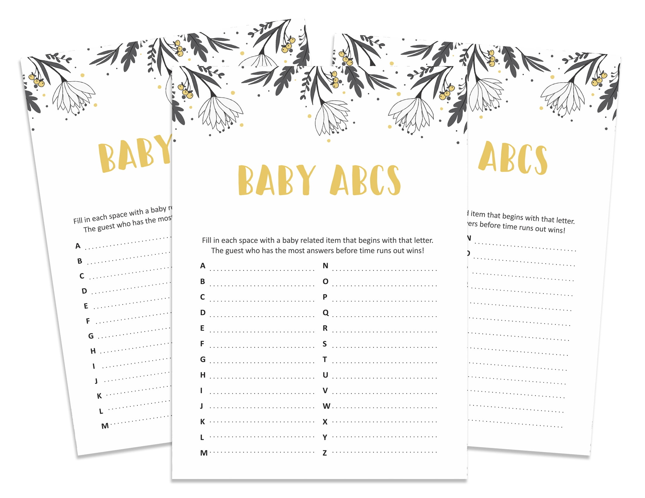 InkdotpotPack of 50,GirlBabyShower Party Collection, Baby ABC Game,Fun ...