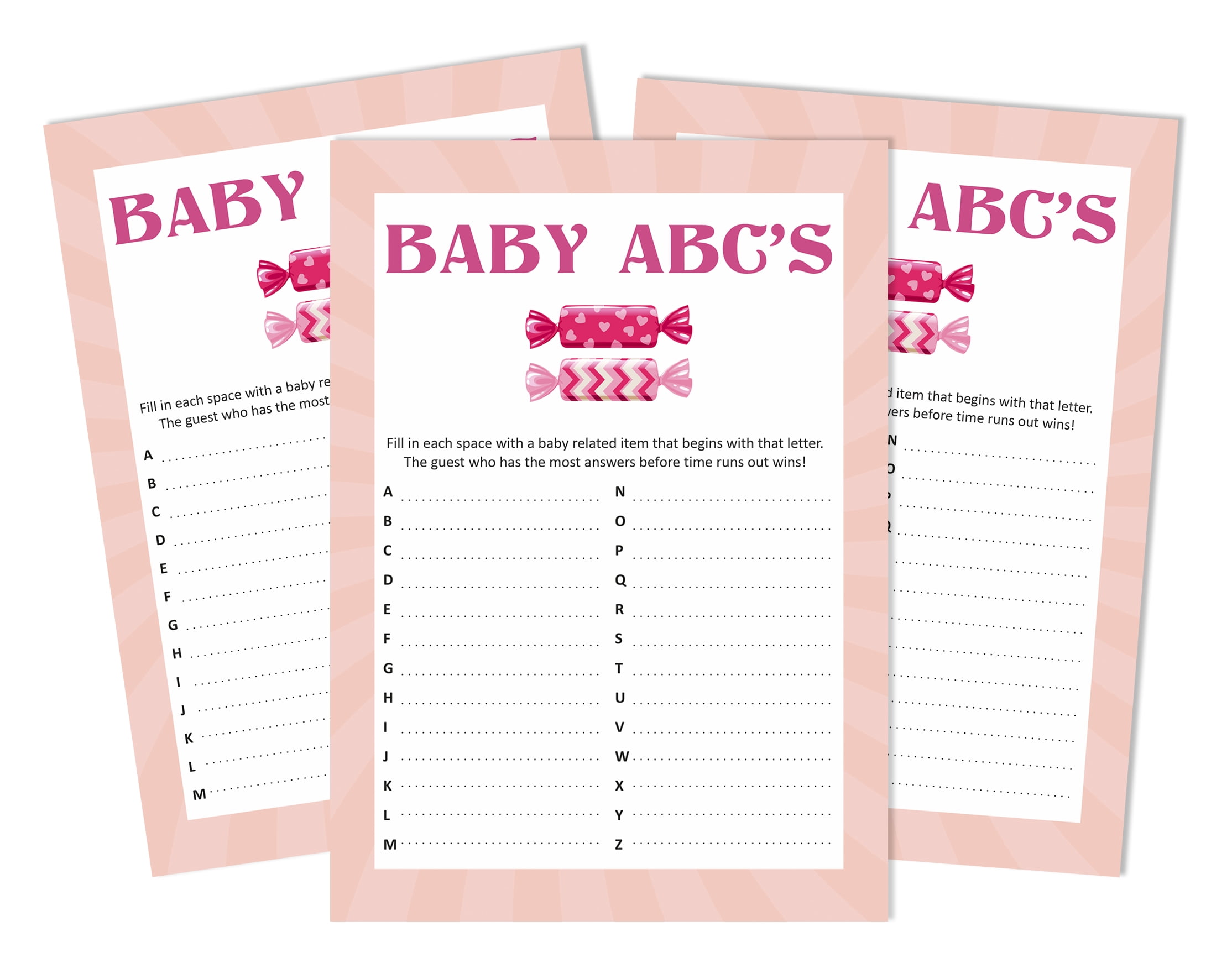 InkdotpotPack of 50,GirlBabyShower Party Collection, Baby ABC Game,Fun ...