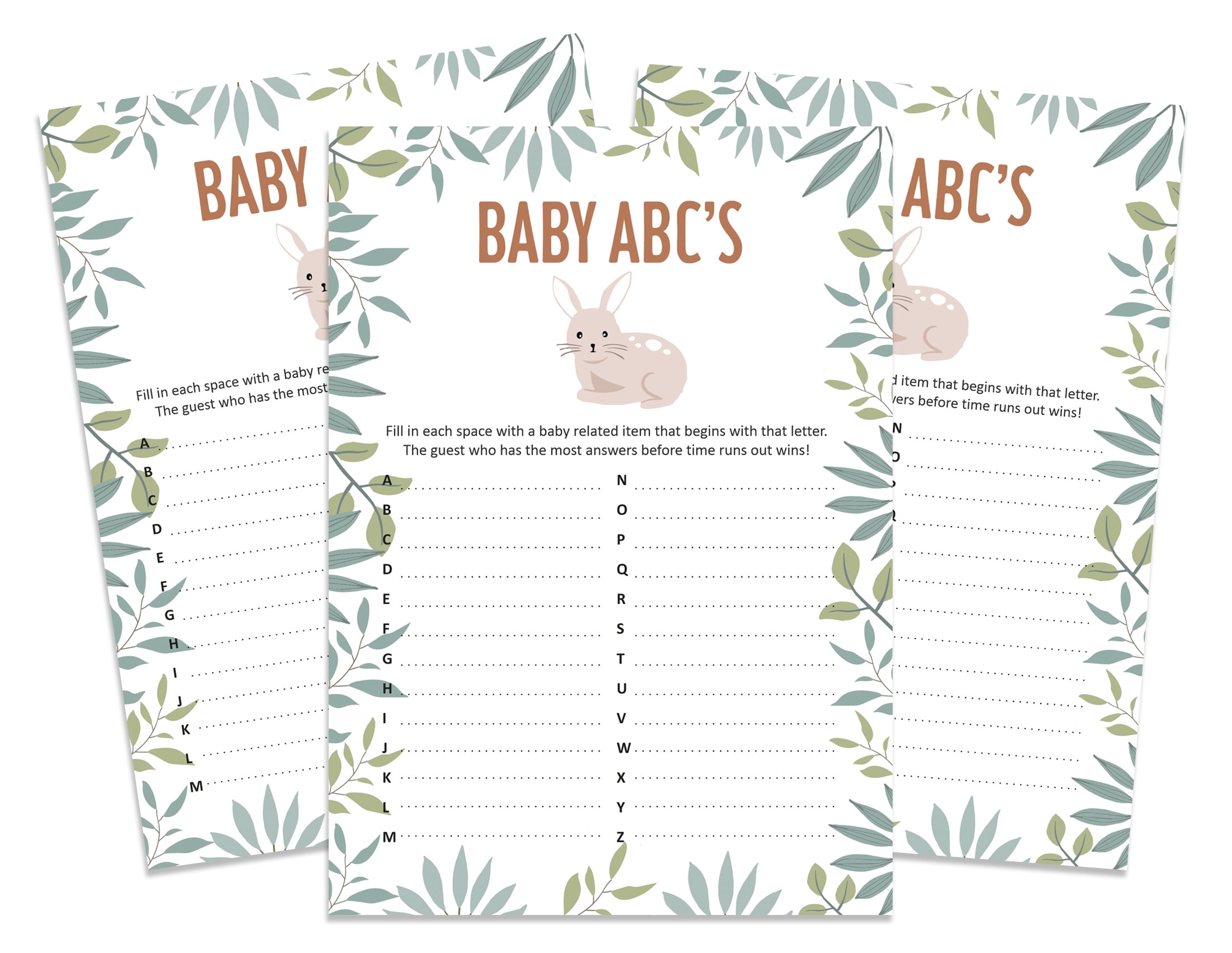 InkdotpotPack of 50,GirlBabyShower Party Collection, Baby ABC Game,Fun ...