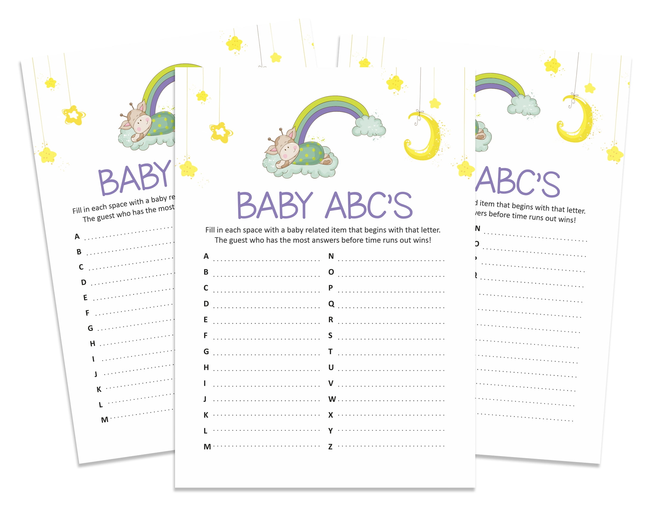 InkdotpotPack of 50,GirlBabyShower Party Collection, Baby ABC Game,Fun ...