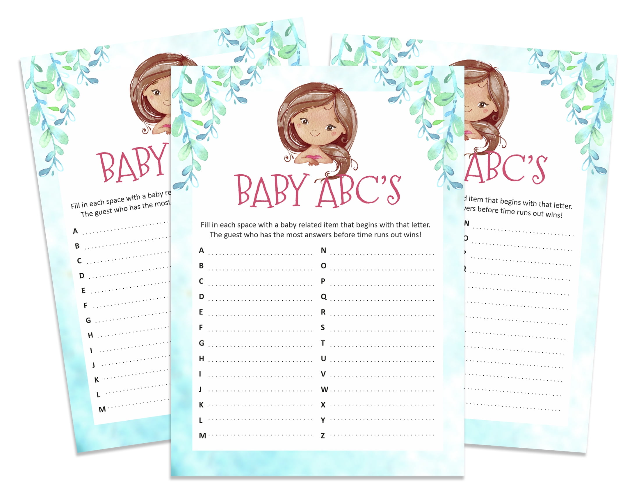 InkdotpotPack of 50,GirlBabyShower Party Collection, Baby ABC Game,Fun ...