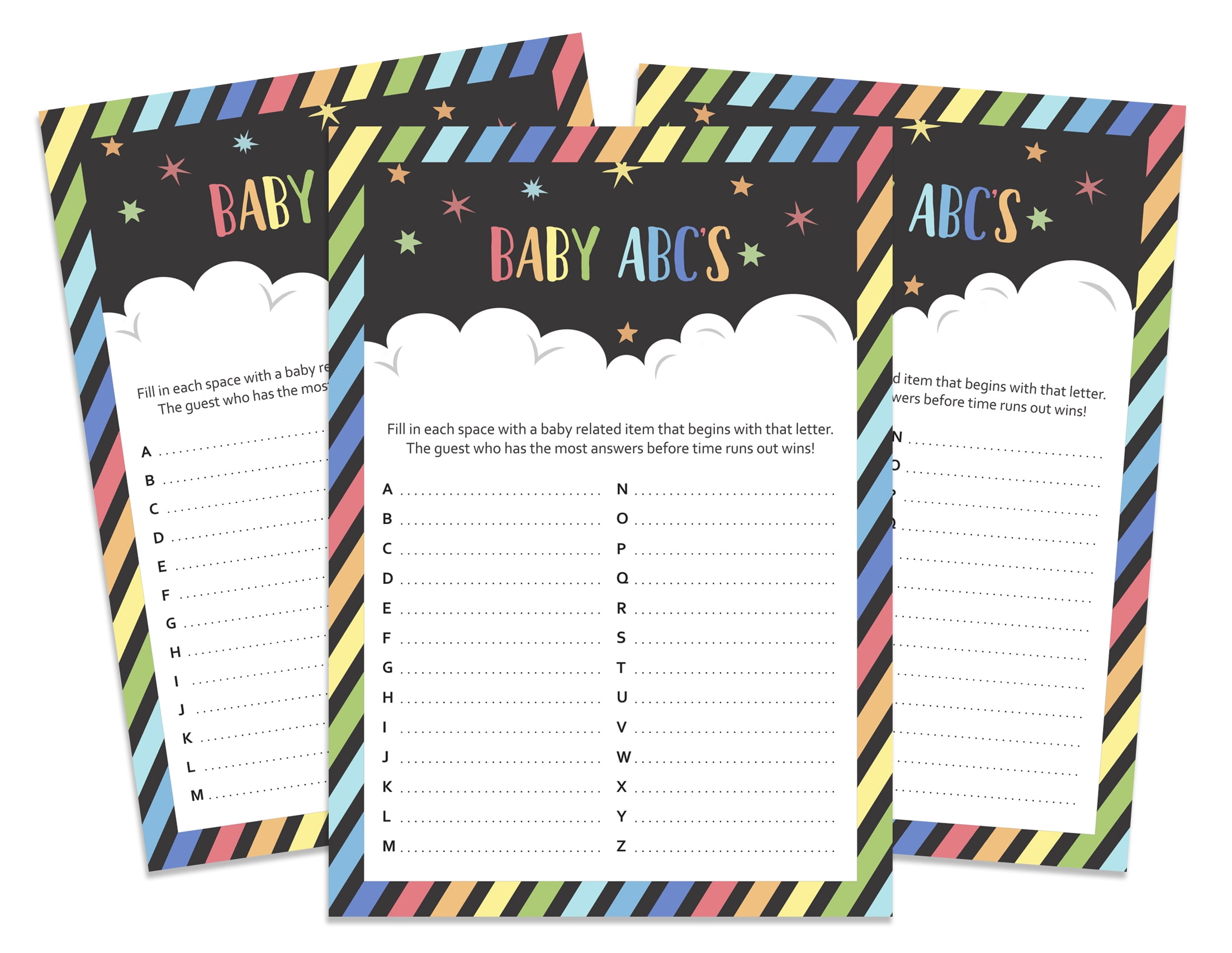 InkdotpotPack of 50,GirlBabyShower Party Collection, Baby ABC Game,Fun ...